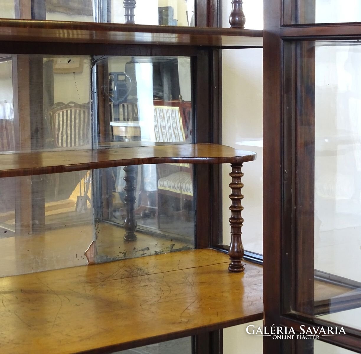 1A840 Antik teli üveges neobarokk tükrös vitrin 174 cm - Bútor ...