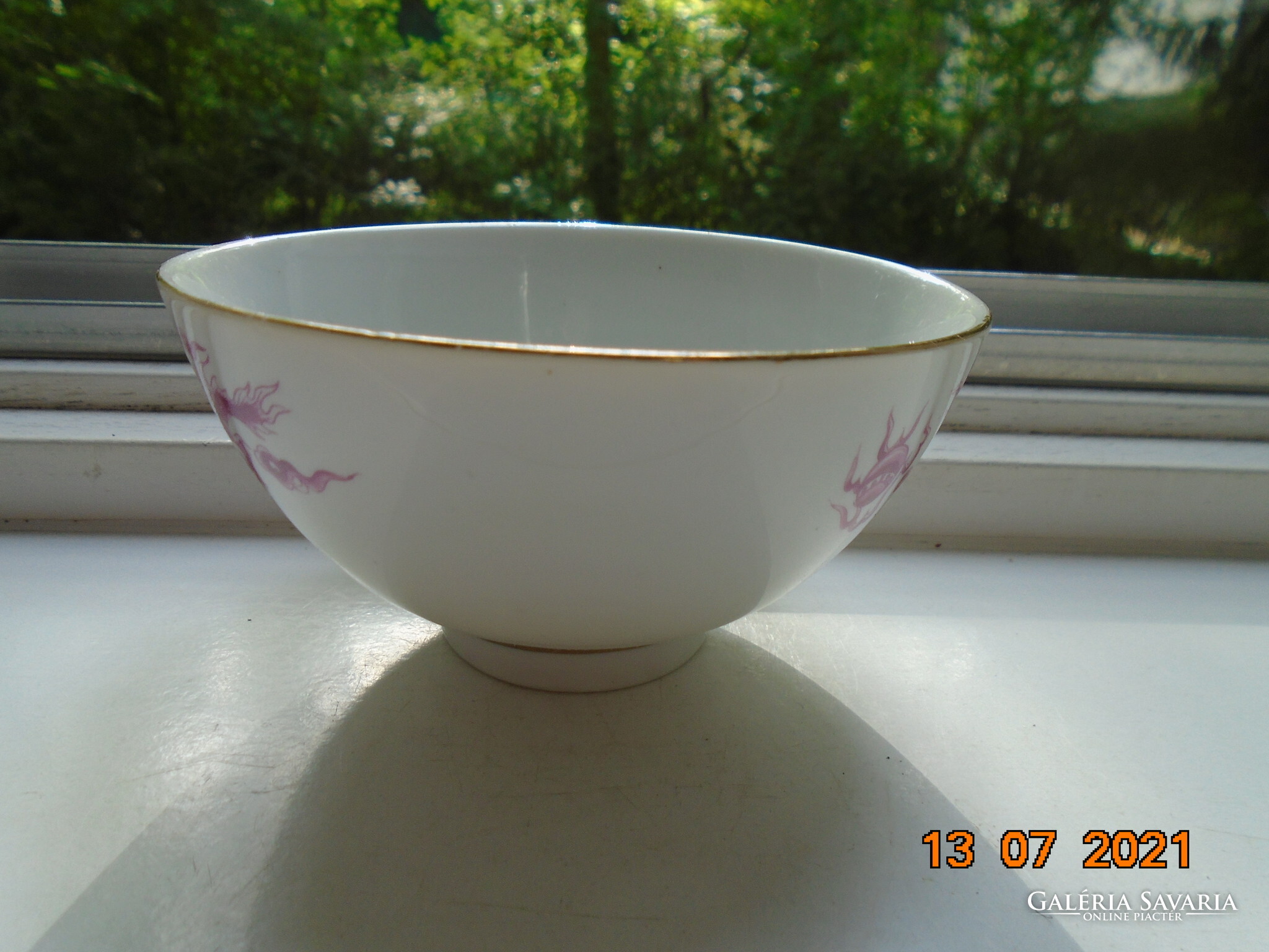 Kézzel festett bíbor sárkány Golden China Made in Taiwan rizses tál ...