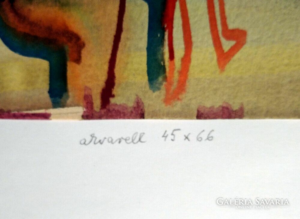 Litkei József: Gyulai strand c. gyönyörű, nagyméretű akvarellje a ...