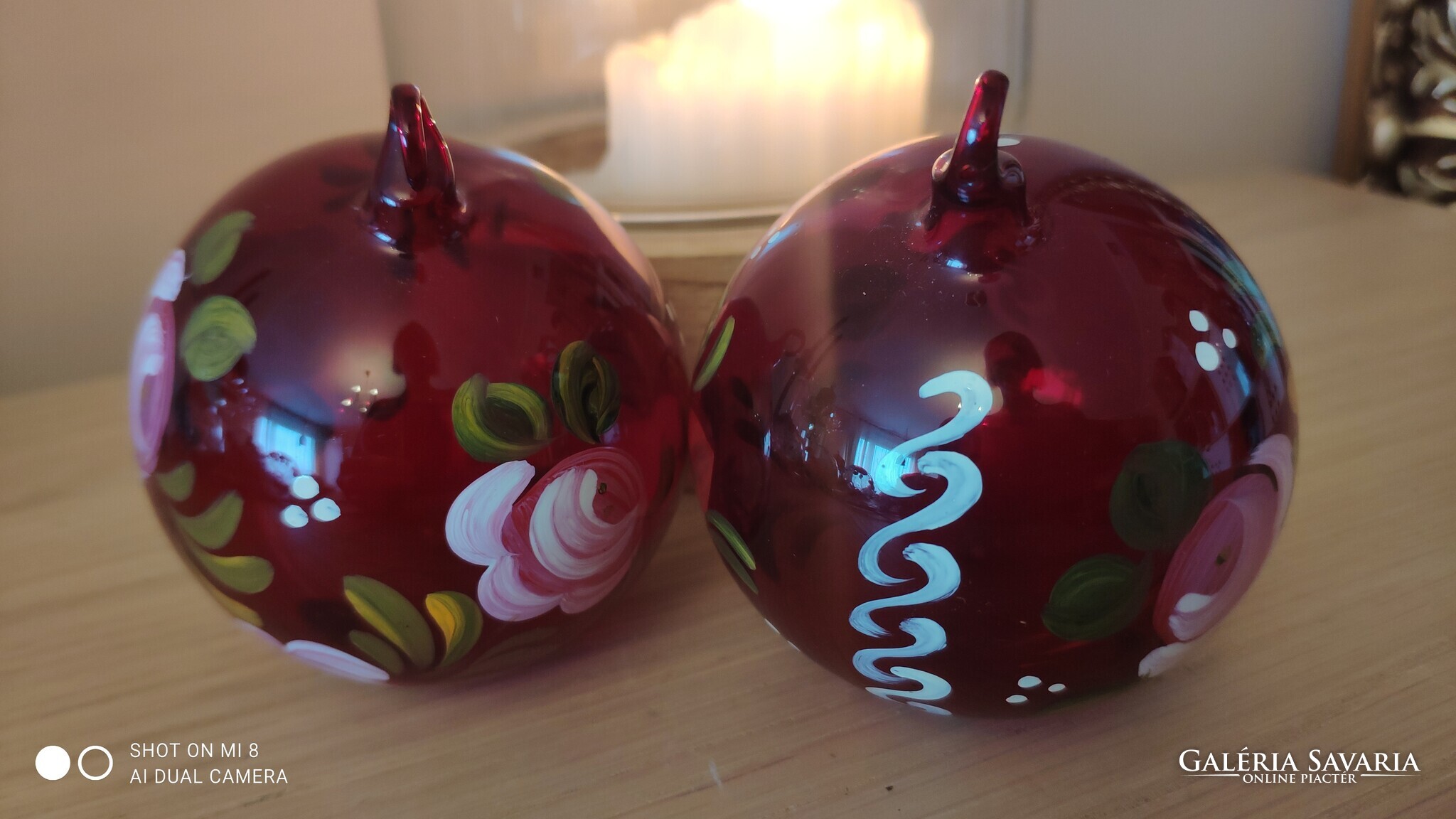 Kézzel festett fújt bíbor üveg gömb karácsonyfa dísz párban - Otthon ...