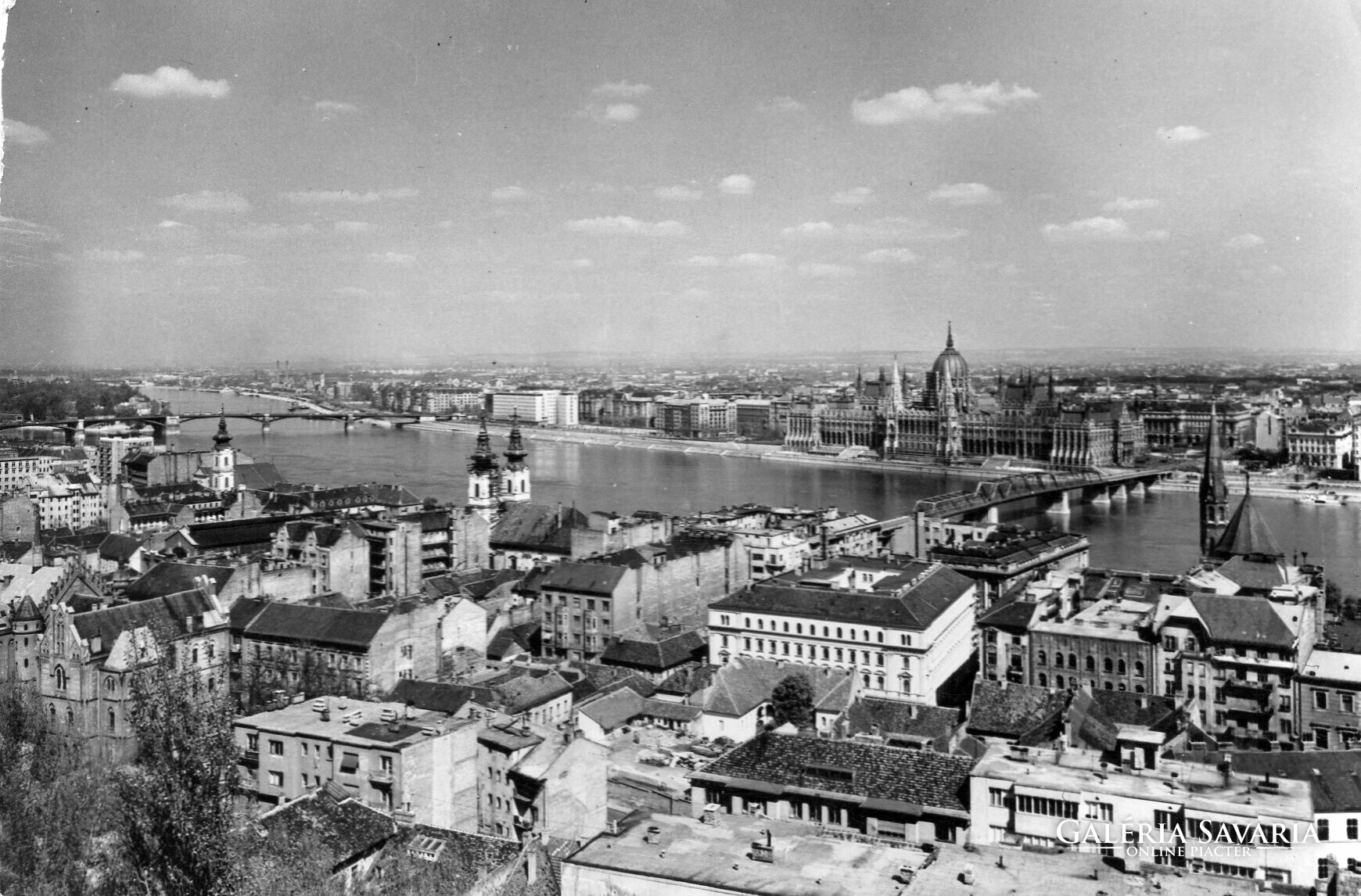 100 - futott képeslap, Budapest - látkép, egy már nem létező híddal ...