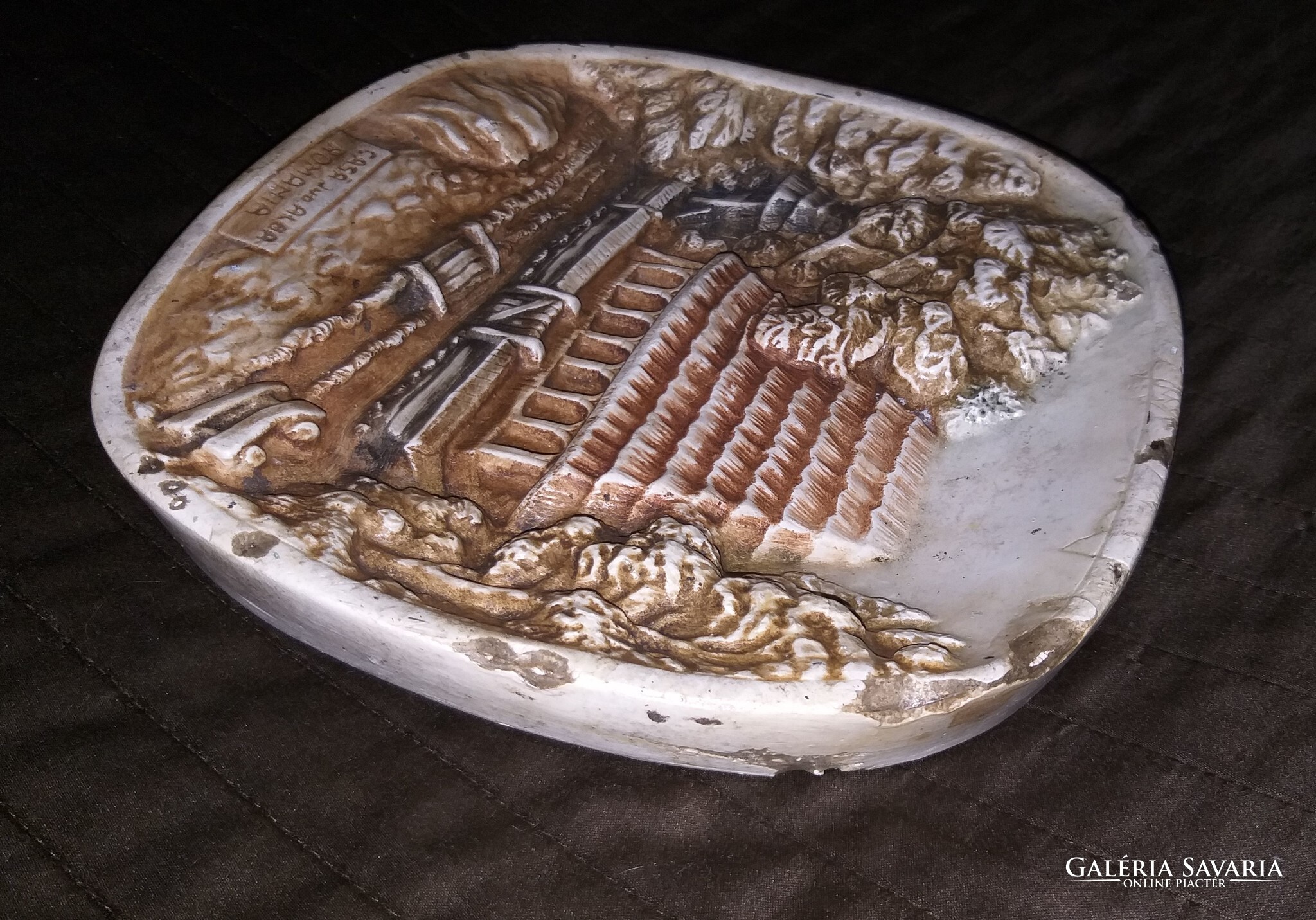 Román emlék fali dísz falusi kép dombormű párban 20cm - Kerámia ...