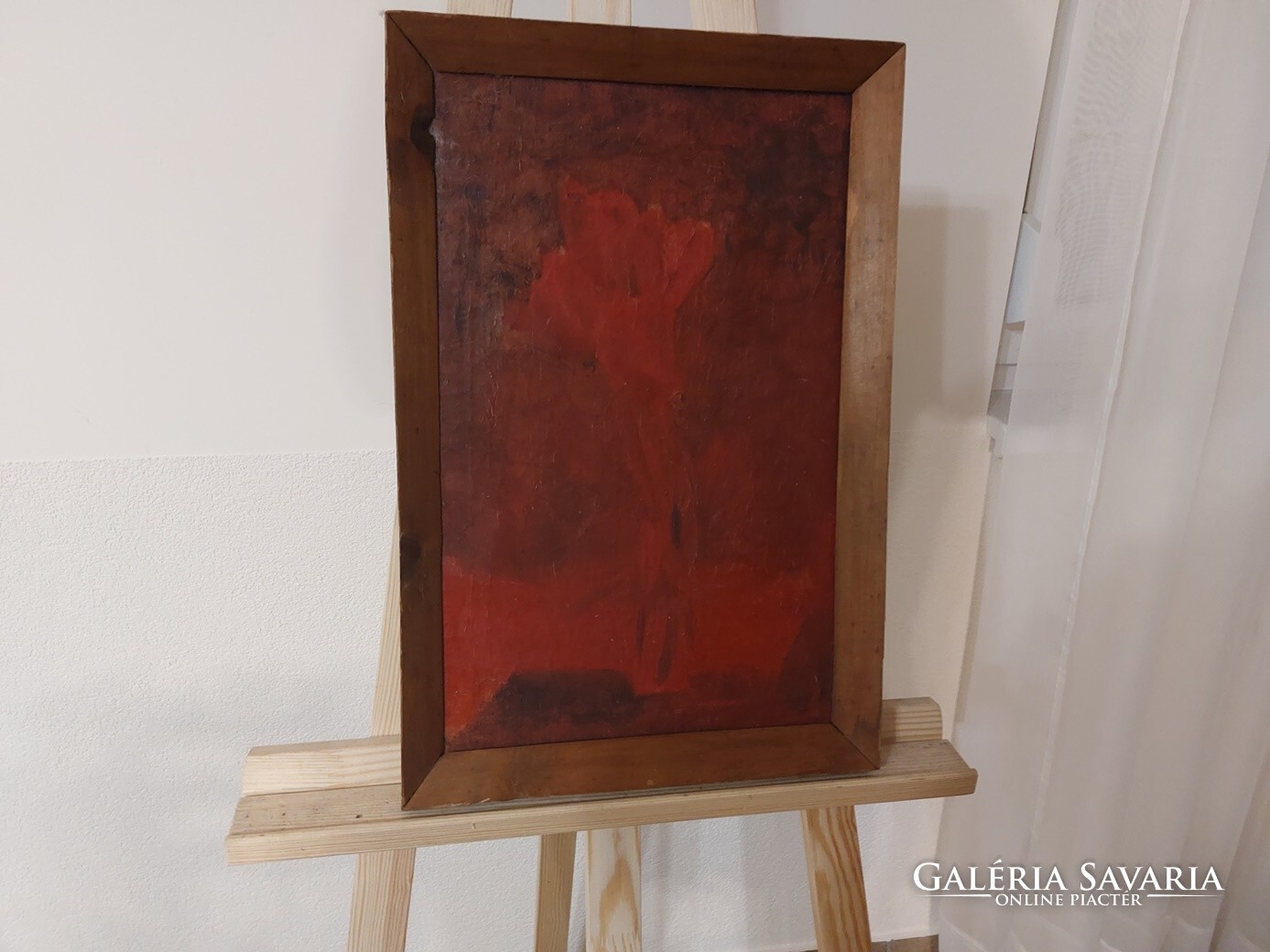 (K) Szignózott absztrakt festmény "négy tulipán" 49x33 cm kerettel ...