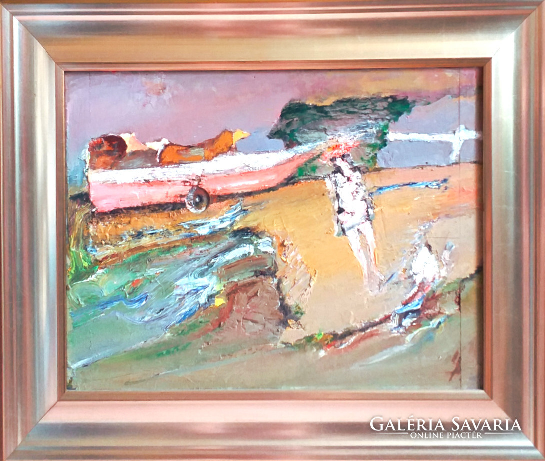 Lóránt János Demeter (1938 - ): Kerekes hajó - Festmény | Galéria ...