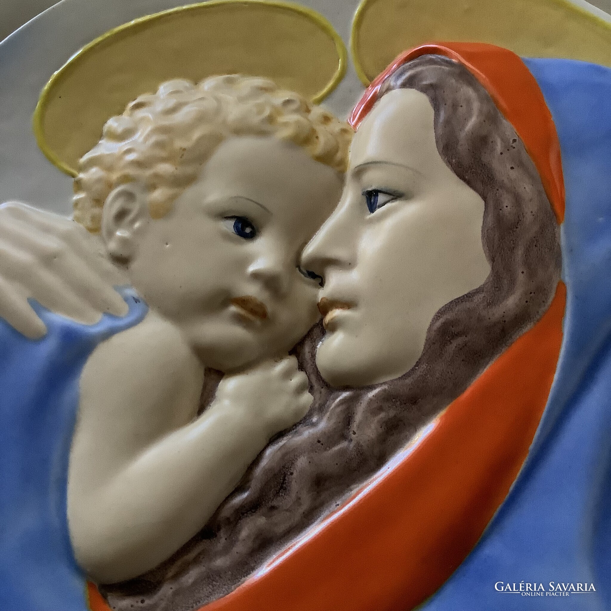 Osztrák Szignózott Perl dombormű Mária Jézus templom mise szentkép ...