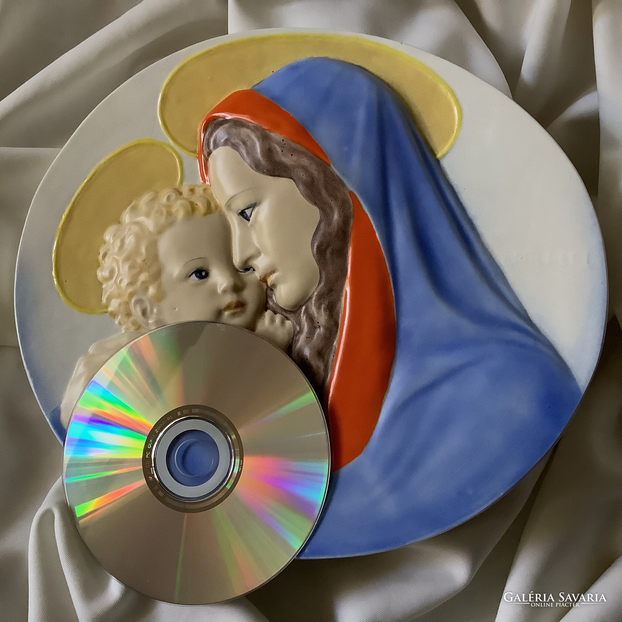 Osztrák Szignózott Perl dombormű Mária Jézus templom mise szentkép ...