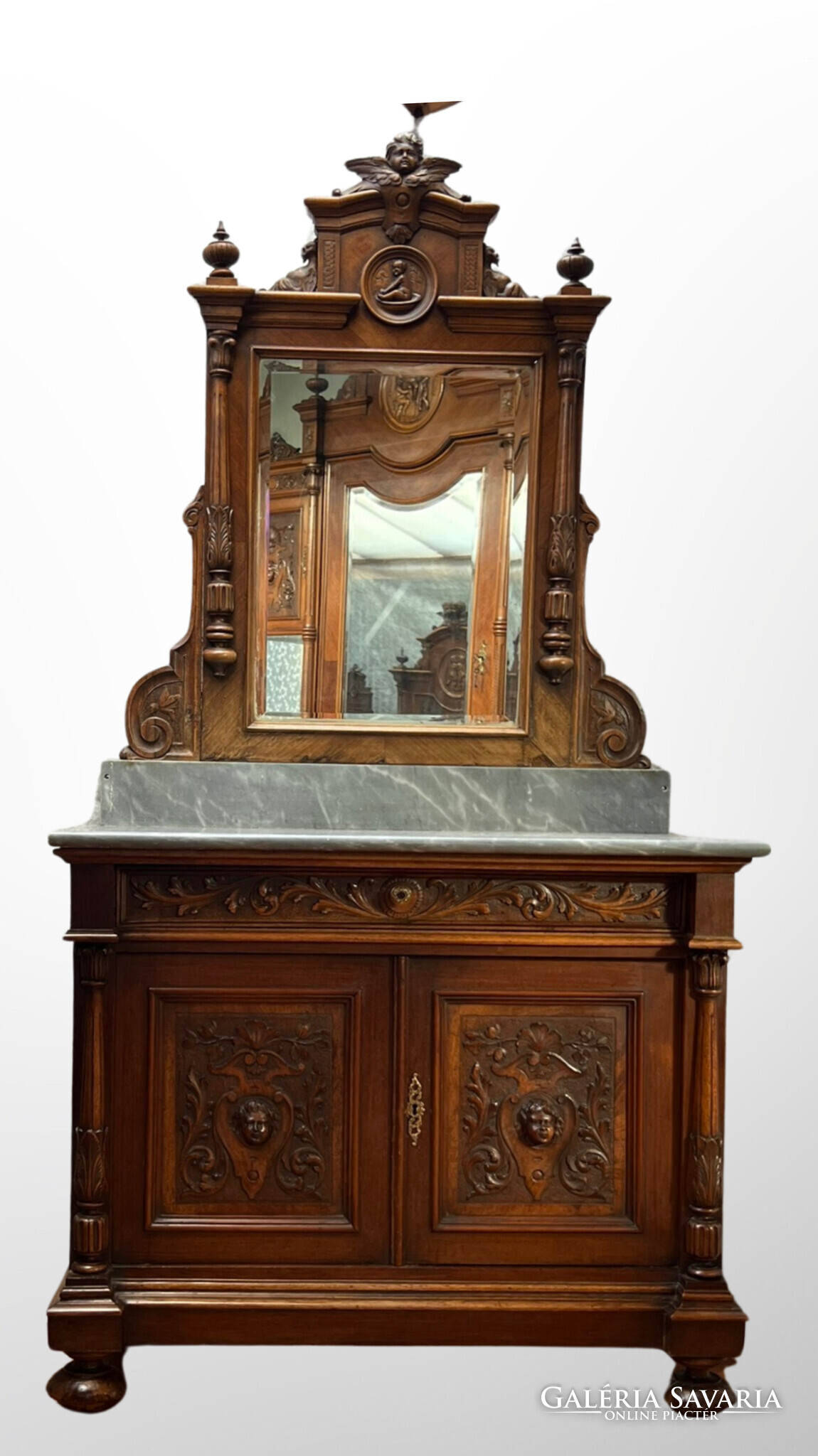 Komplett 8 részes antik 200 éves angyalos hálószoba garnitúra bölcsővel ...