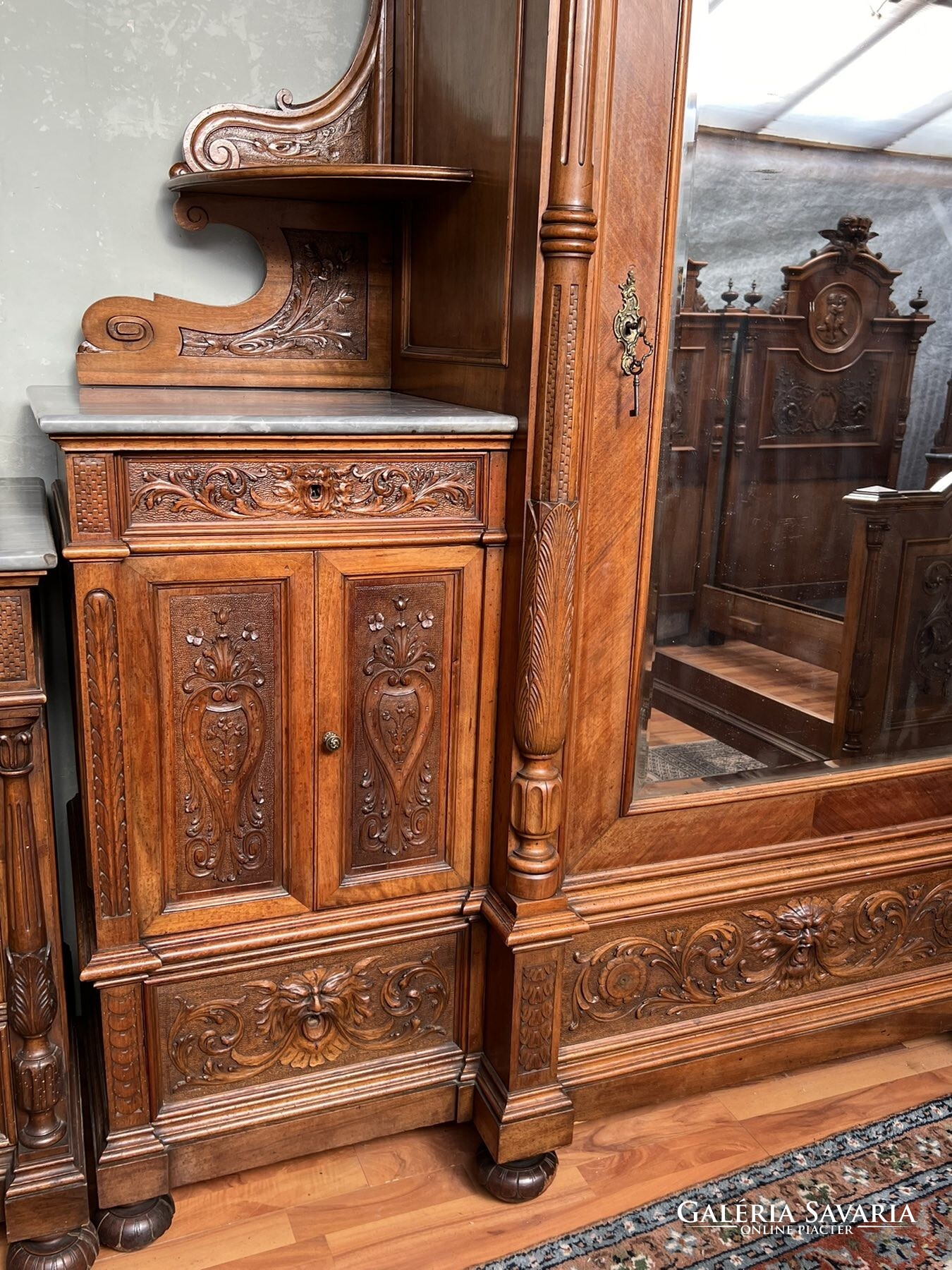 Komplett 8 részes antik 200 éves angyalos hálószoba garnitúra bölcsővel ...