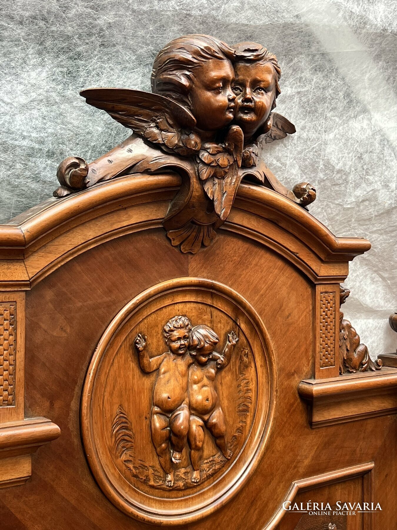 Komplett 8 részes antik 200 éves angyalos hálószoba garnitúra bölcsővel ...