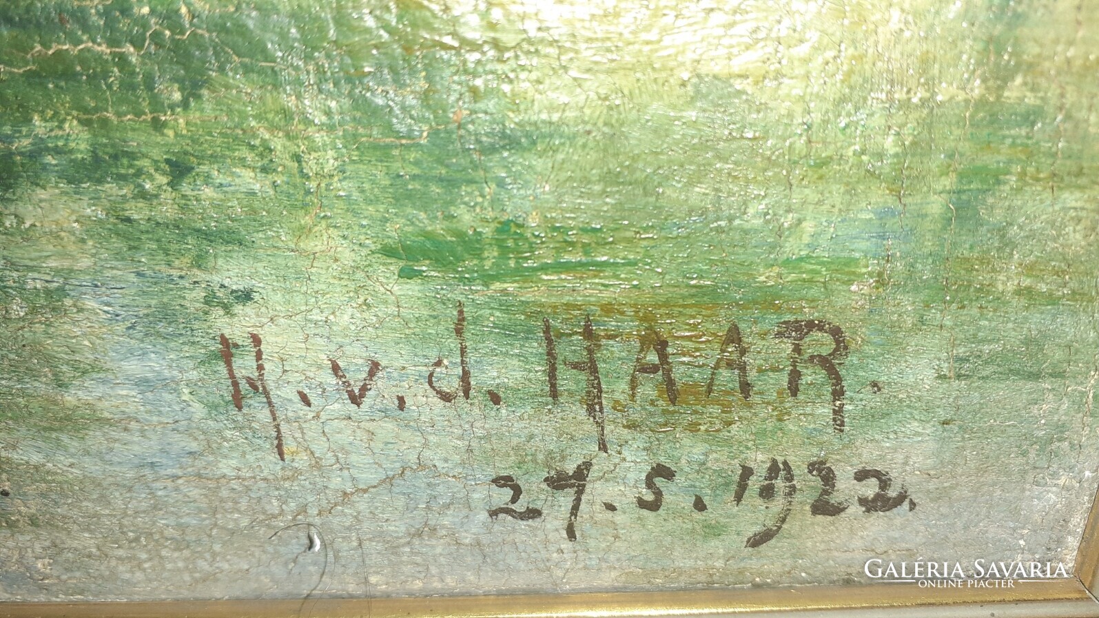 Herman van der Haar (Dutch, 1867–1938) " Vízparti tájkép " 1922 97 cm x 73 cm - Festmény ...