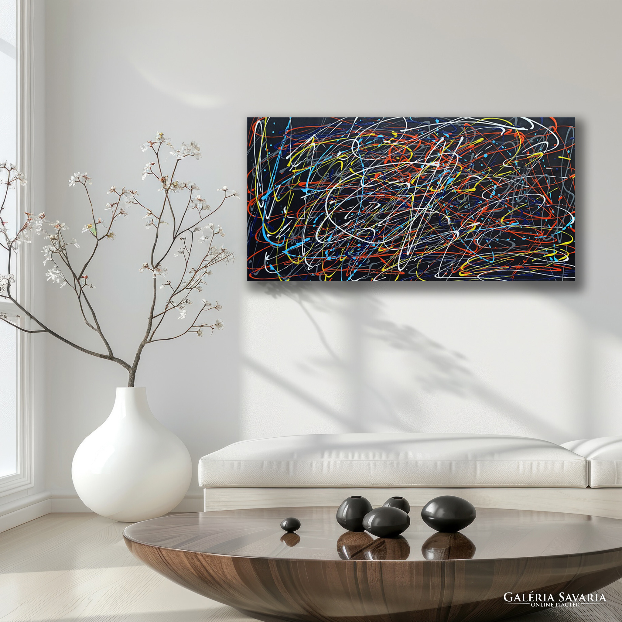 Vörös Edit: Jackson Pollock Style Abstract N21002 120x60cm - Festmény ...