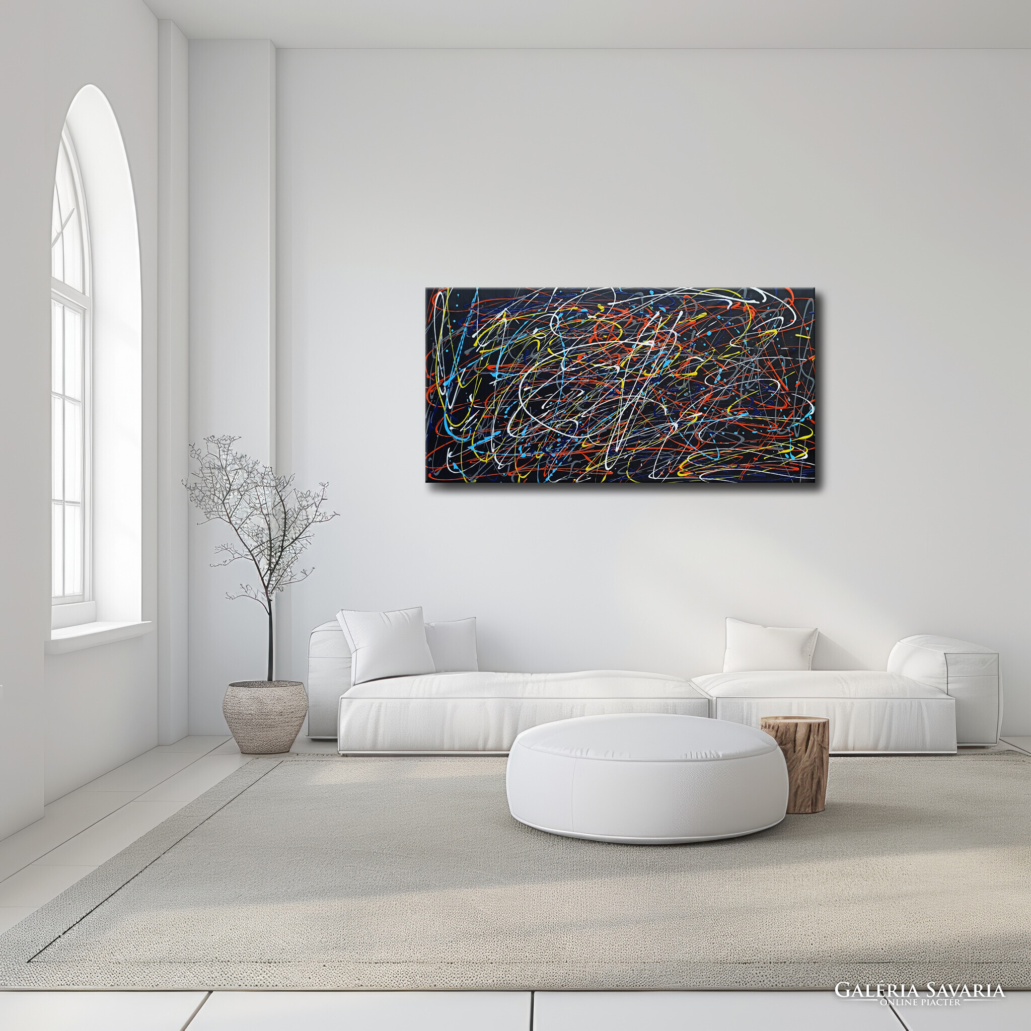 Vörös Edit: Jackson Pollock Style Abstract N21002 120x60cm - Festmény ...