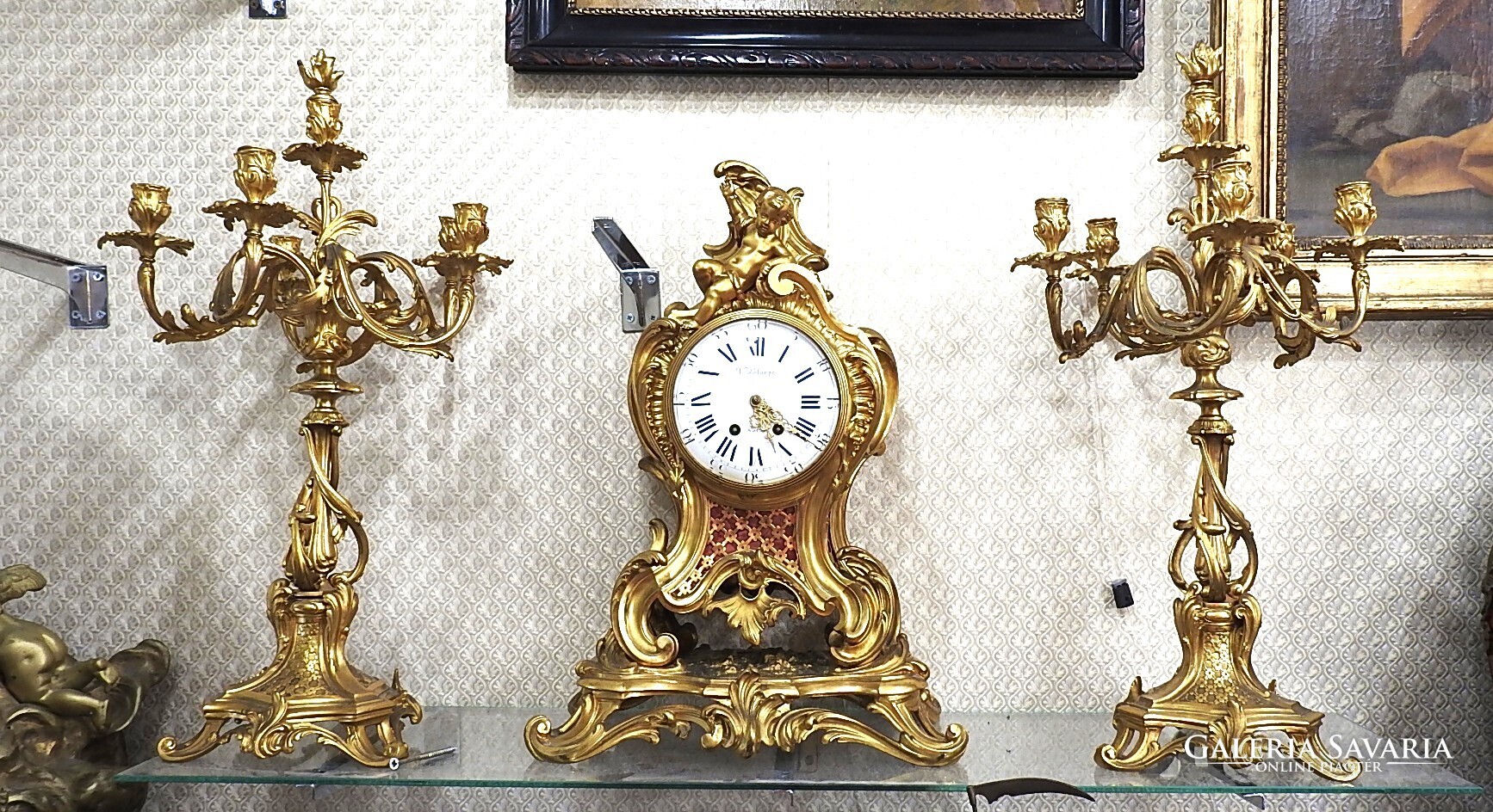 Neorokokó Kandalló Óra 19. század vége!, Francia! Jelzett ...