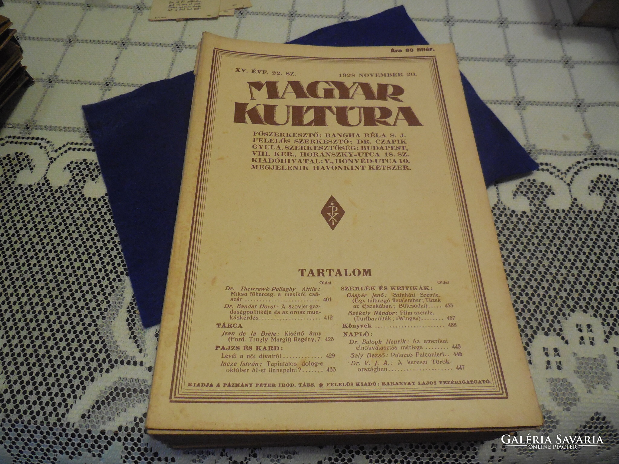 MAGYAR KULTÚRA újság , 45 db a 20 -as 30 as évekből - Gyűjtemény ...