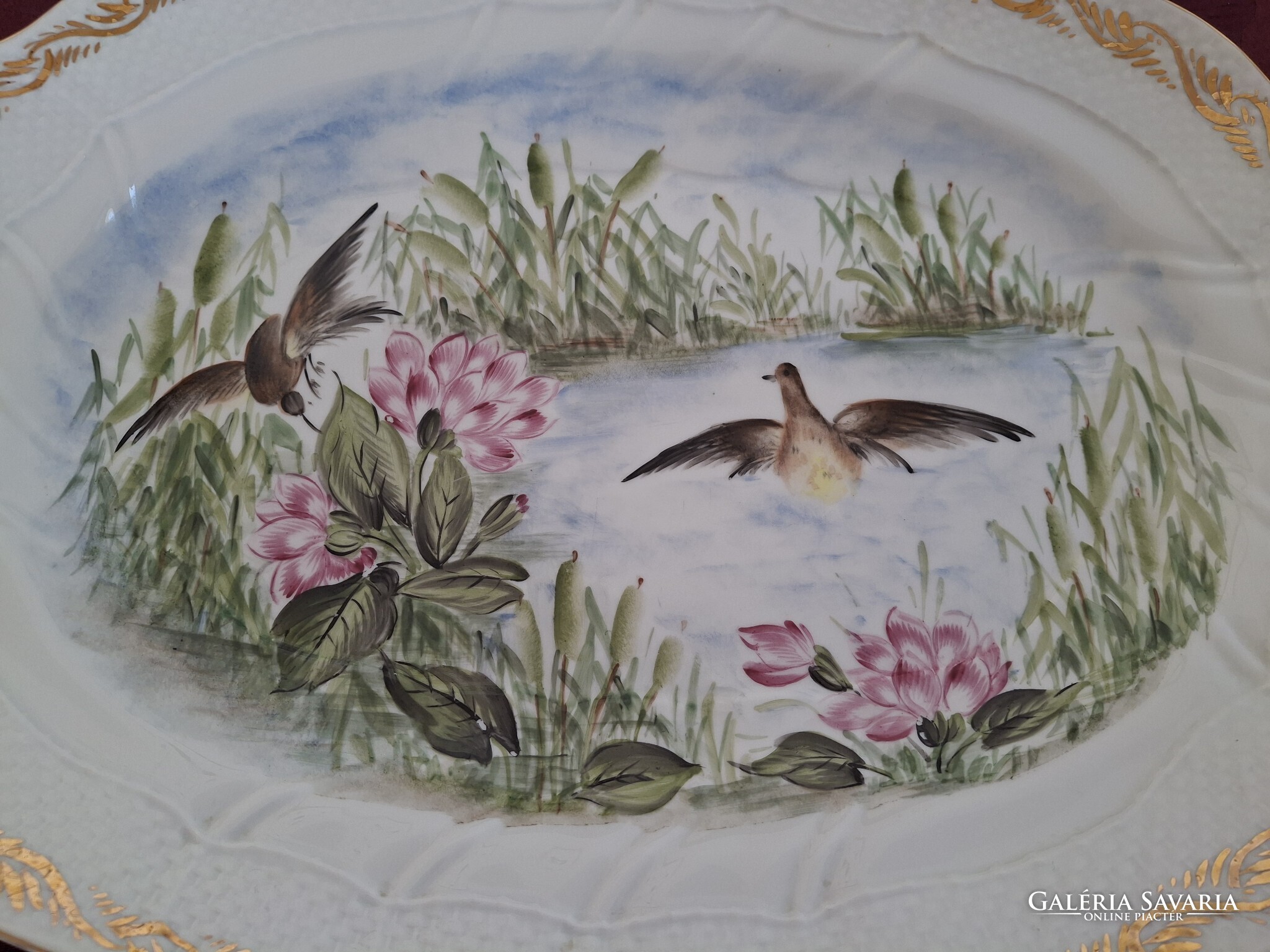 Herendi alapra festett, vadmadaras, vadkacsás (vadász témájú) tál ...