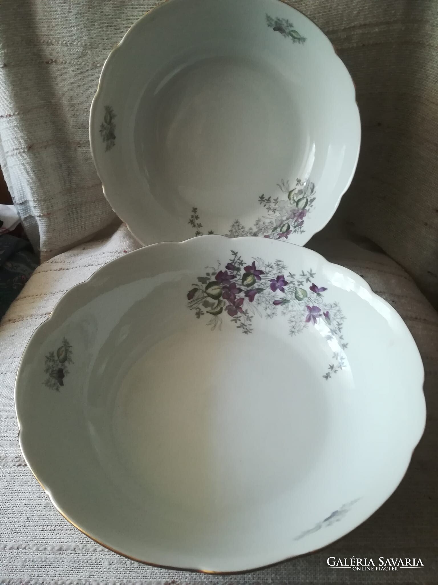 Cmielow Polish porcelain round serving bowl with violet pattern ...