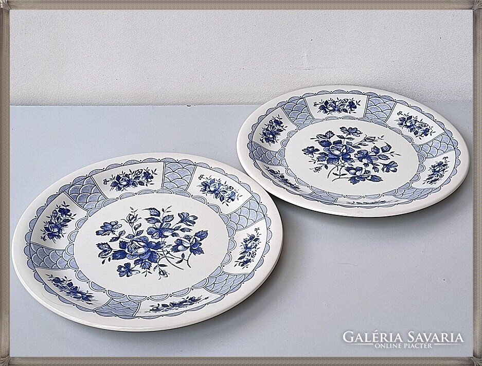 John Tams, kék rózsa mintás, angol fajansz lapos tányérok - Porcelán ...