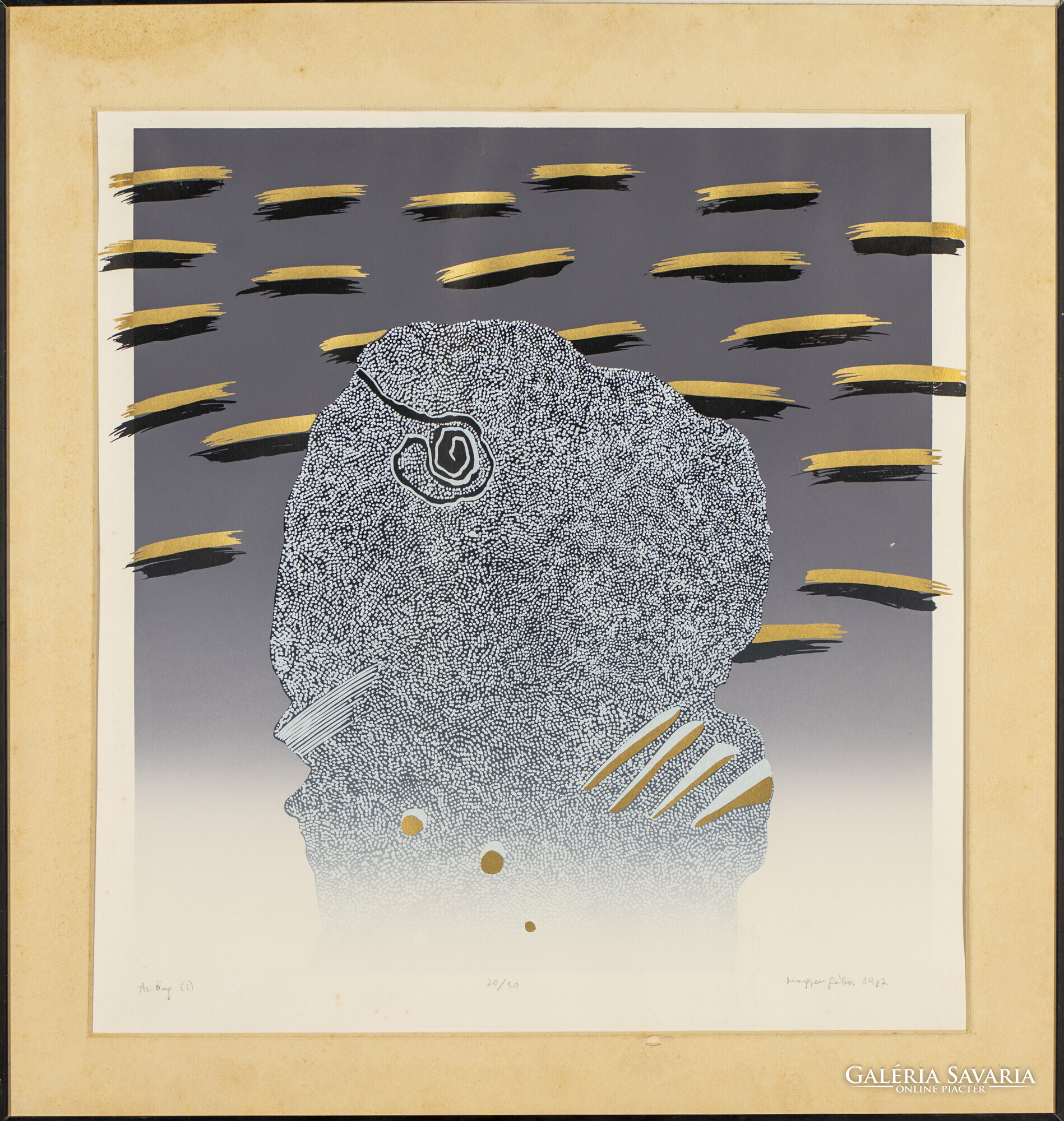 Magyar Gábor (1953): Az öreg, 1987, 20/30 - szitanyomat, 53 x 51 cm ...