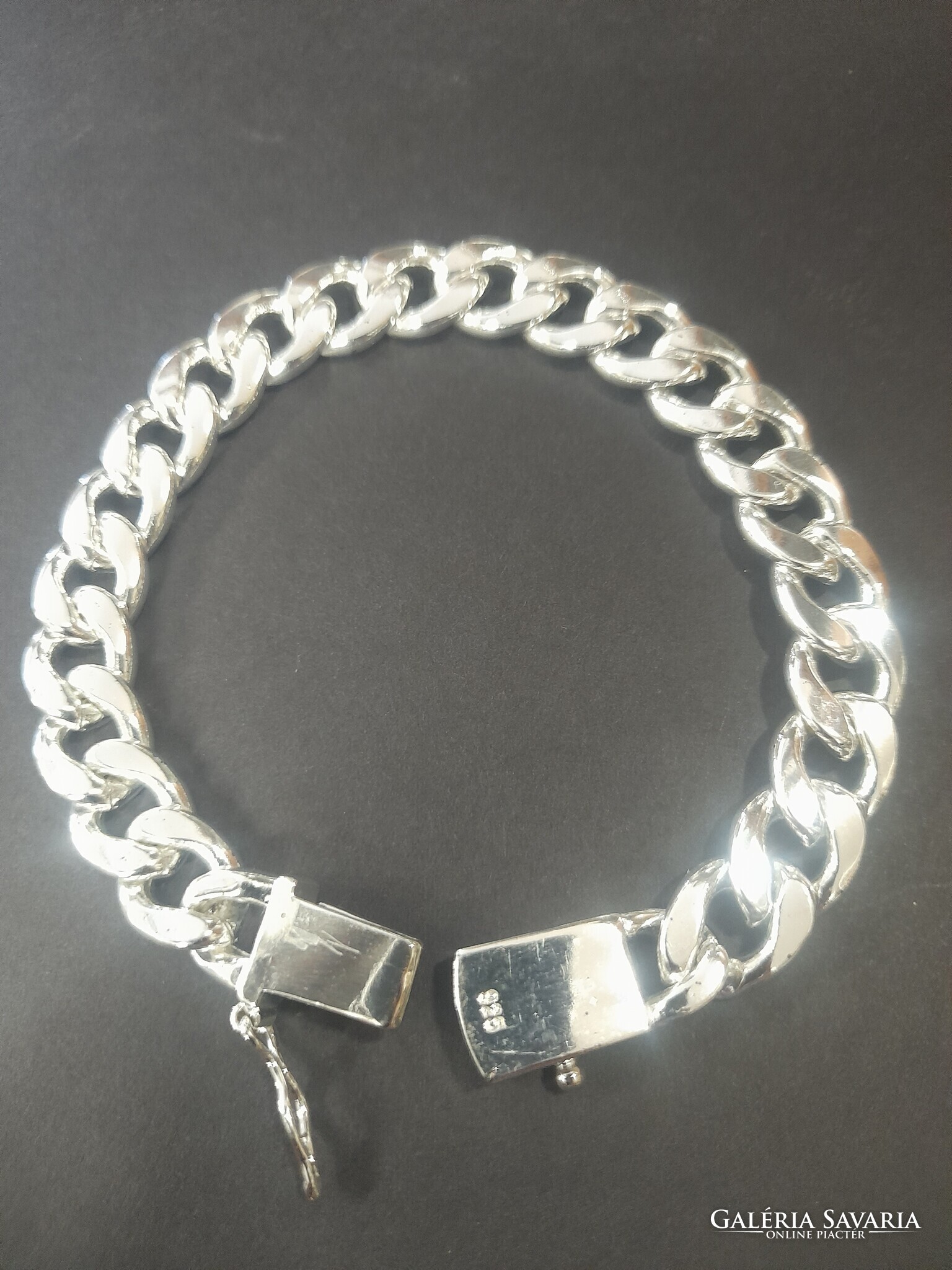 Tömör Új Ezüst 925 Ródiumozott/Antiallergén/ Páncer Nyaklánc,Lánc.94 ...