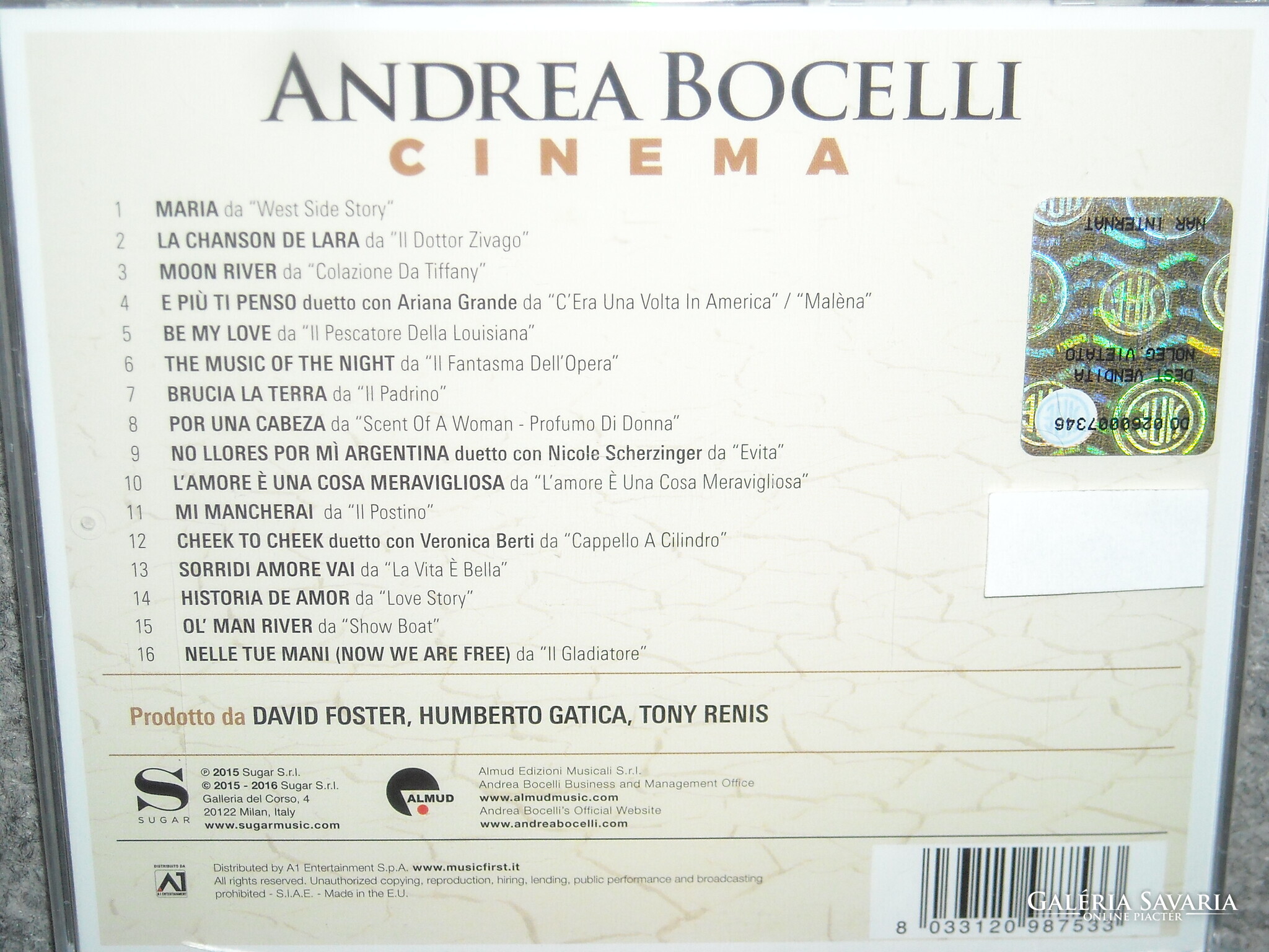 ANDREA BOCELLI CINEMA Deluxe Edition CD ÚJ gyári bontatlan - Zene ...