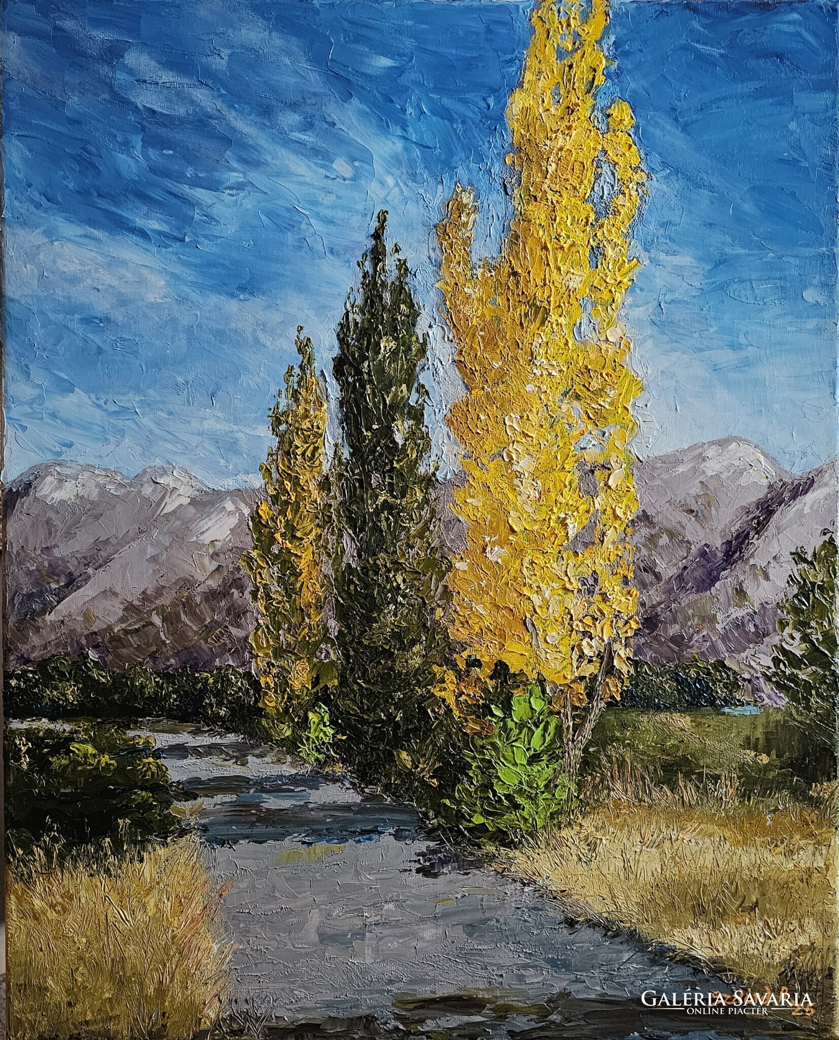 Szilárd Anikó: Aranyló ősz; olajfestmény, nagyszerű ajándék - Festmény ...