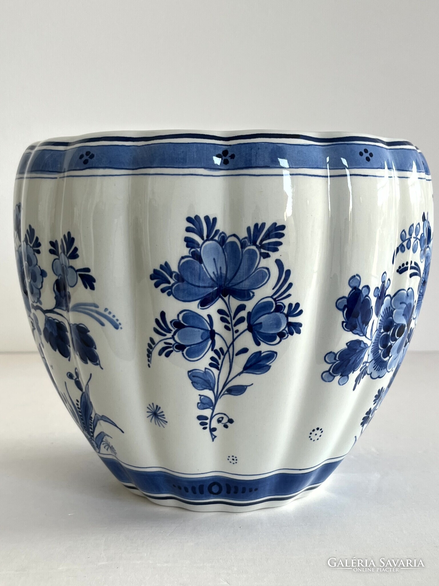 Ritka, vintage nagyméretű Delft holland porcelán virágtartó, kaspó ...