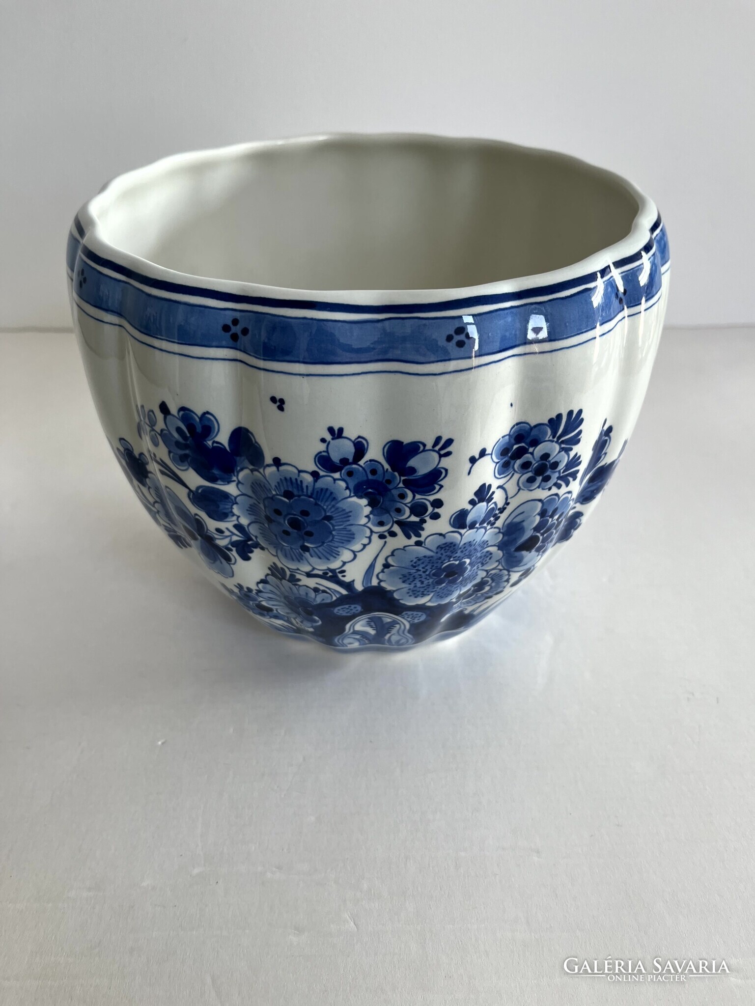 Ritka, vintage nagyméretű Delft holland porcelán virágtartó, kaspó ...