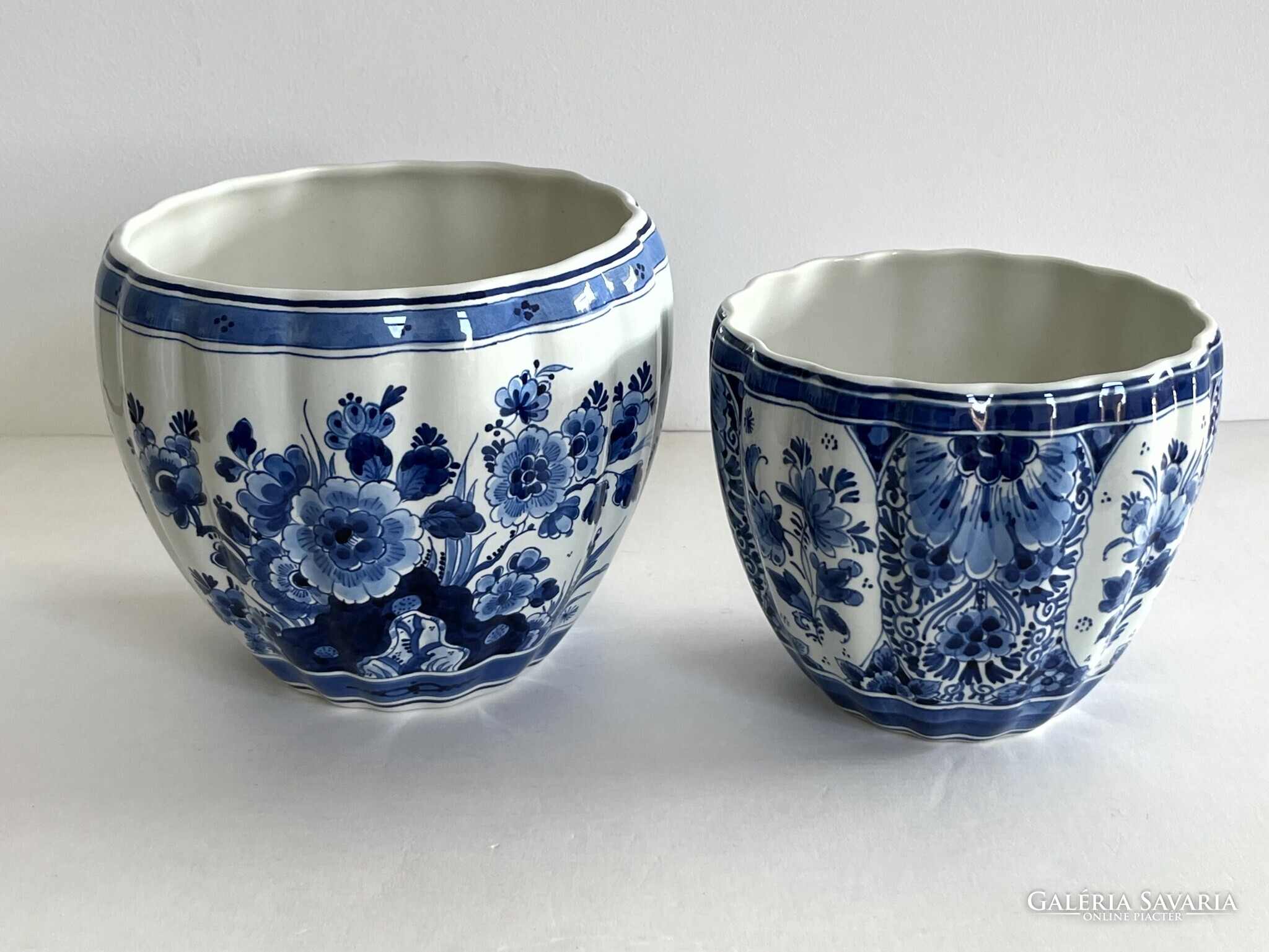 Ritka, vintage nagyméretű Delft holland porcelán virágtartó, kaspó ...