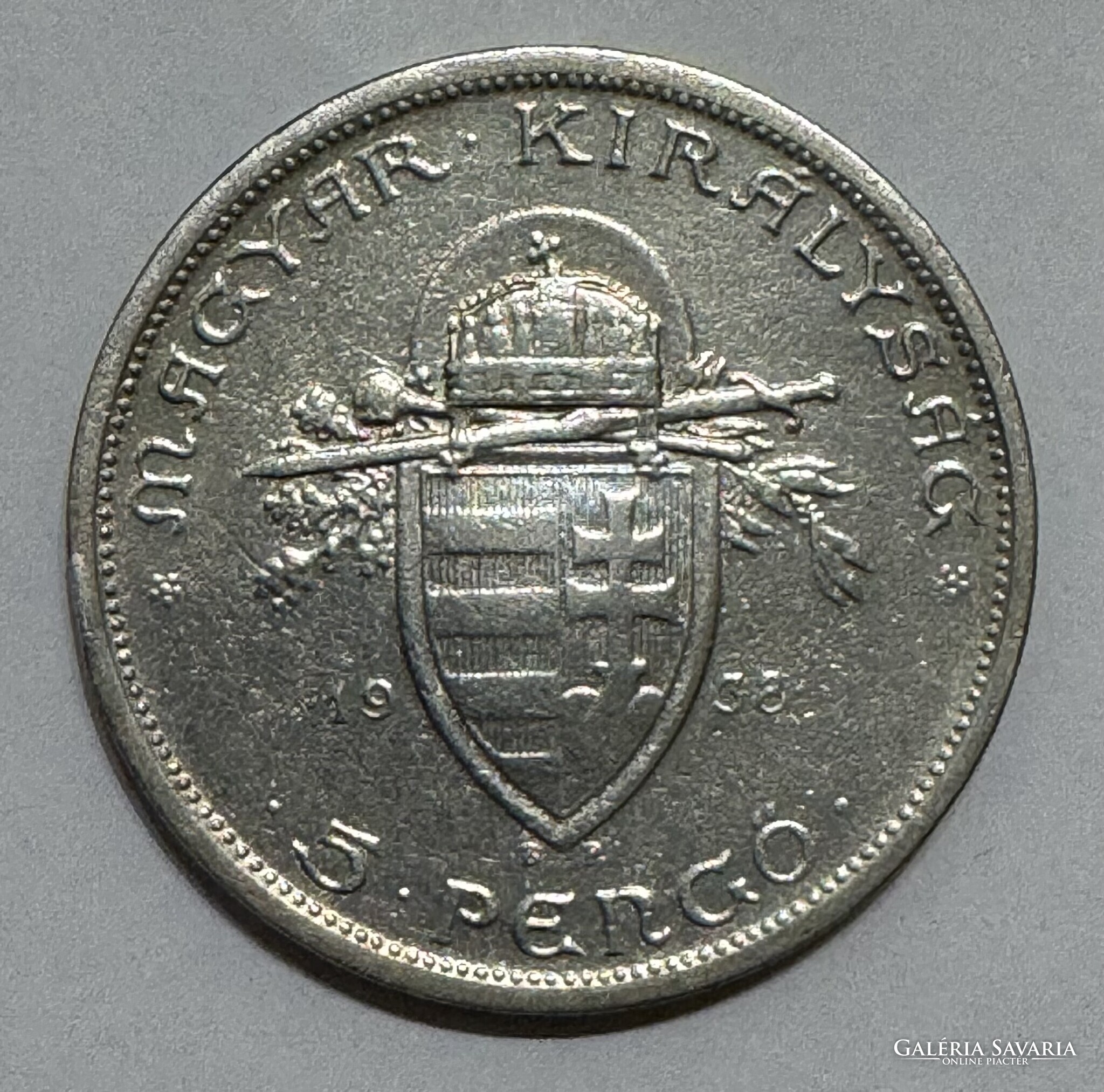 Magyar Királyság – Szent István 5 pengő, 1938 - Numizmatika, Pénz, Érme ...