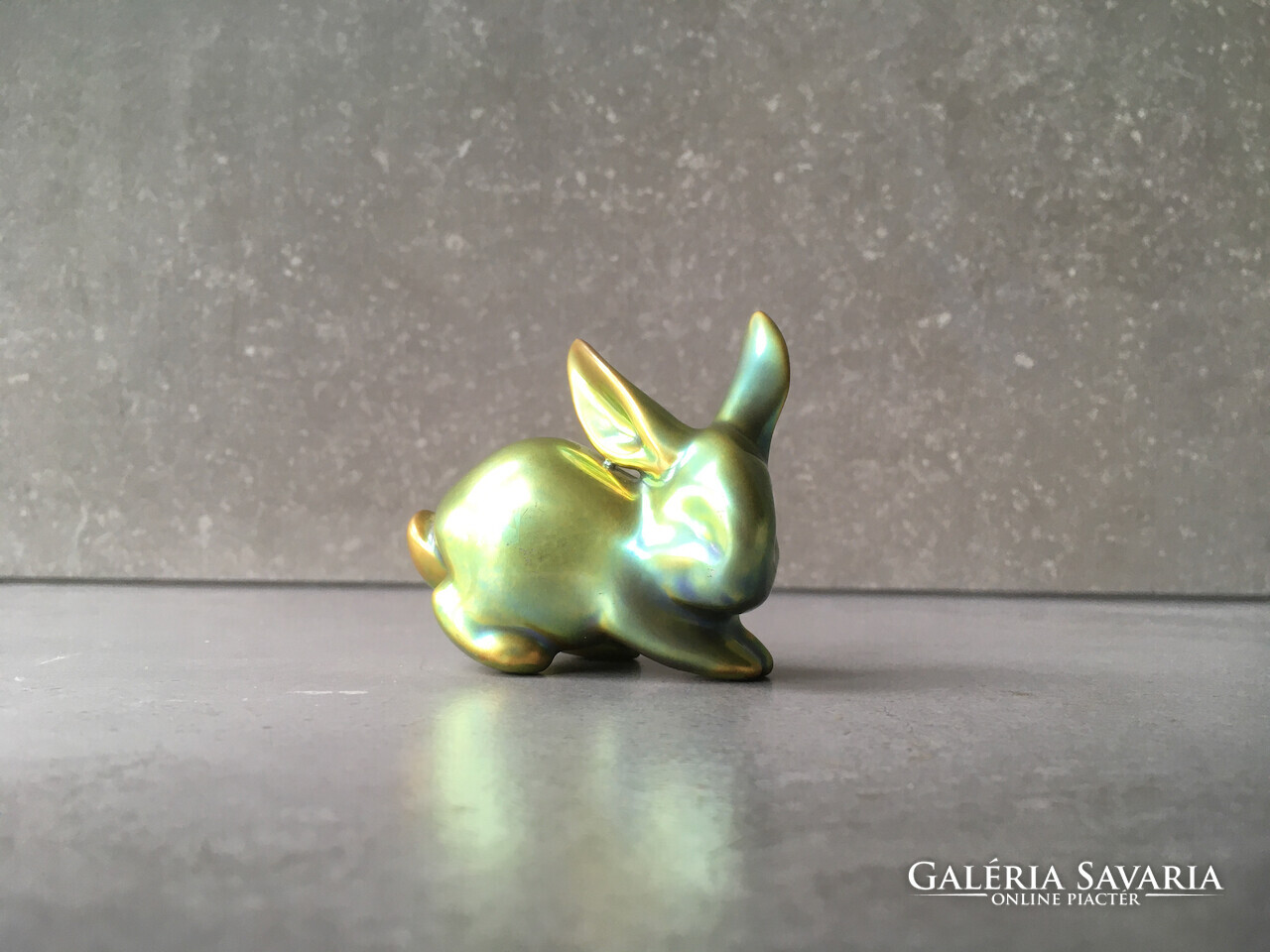 Zsolnay zöld eozin nyúl, nyuszi, Sinkó. - Kerámia | Galéria Savaria ...