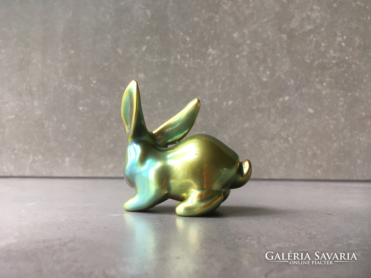 Zsolnay zöld eozin nyúl, nyuszi, Sinkó. - Kerámia | Galéria Savaria ...