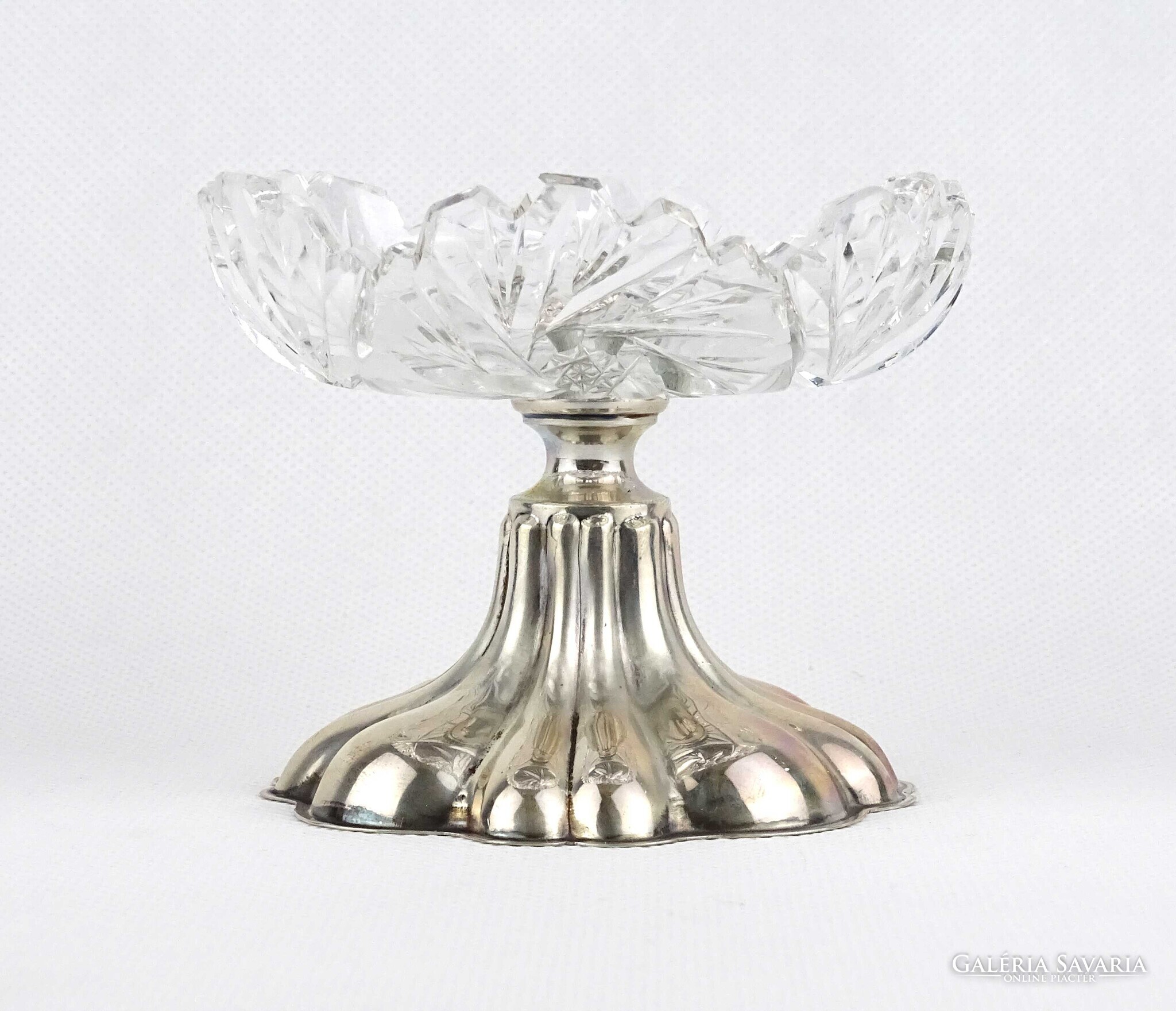1Y054 Régi kisméretű ezüst talpas kristály kistál - Otthon, háztartás ...