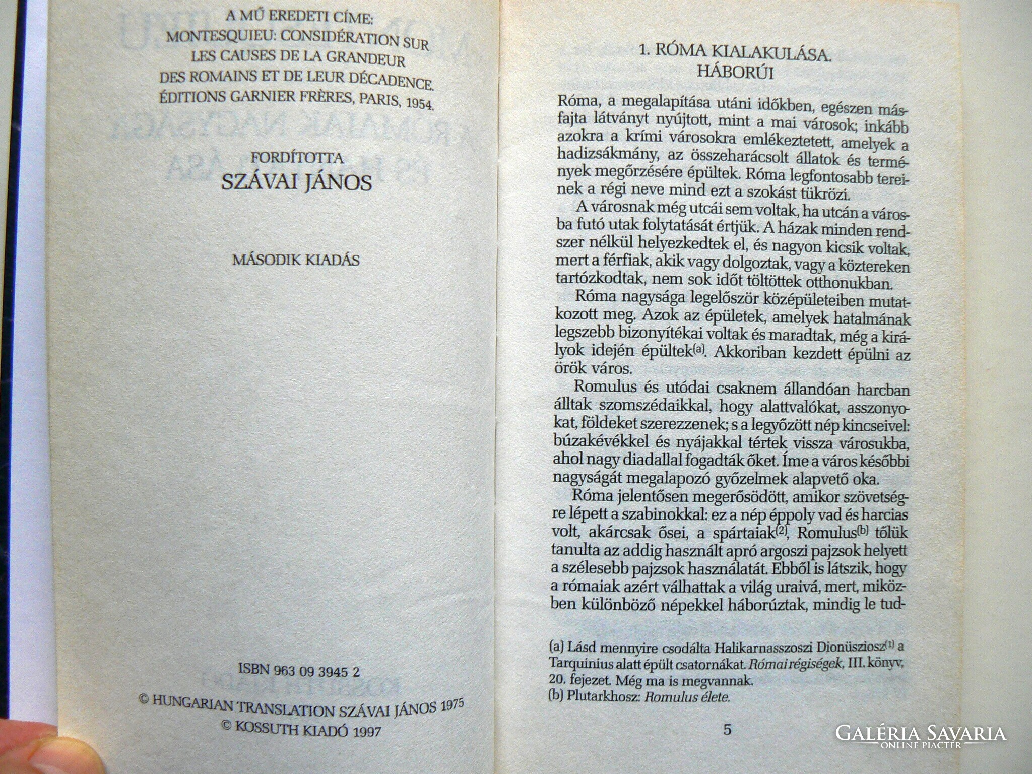 MONTESQUIEU: A RÓMAIAK NAGYSÁGA ÉS HANYATLÁSA 1997, KÖNYV KIVÁLÓ ...