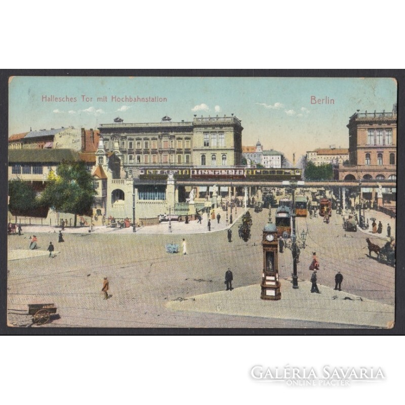Németország,Berlin - Hallesches Tor a magasvasút-állomással 1908 ...