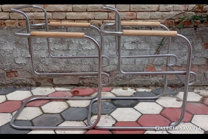 Bauhaus Breuer Marcell tervezte krómacél fémvázas dizájn fa karfás szék ...