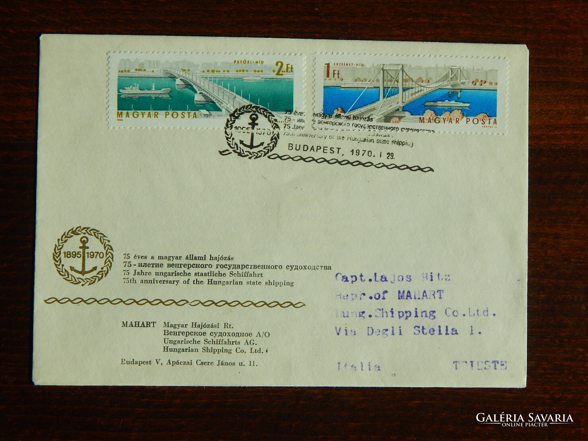 Alkalmi boríték 1970. 75 éves a magyar állami hajózás - MAHART, Duna ...