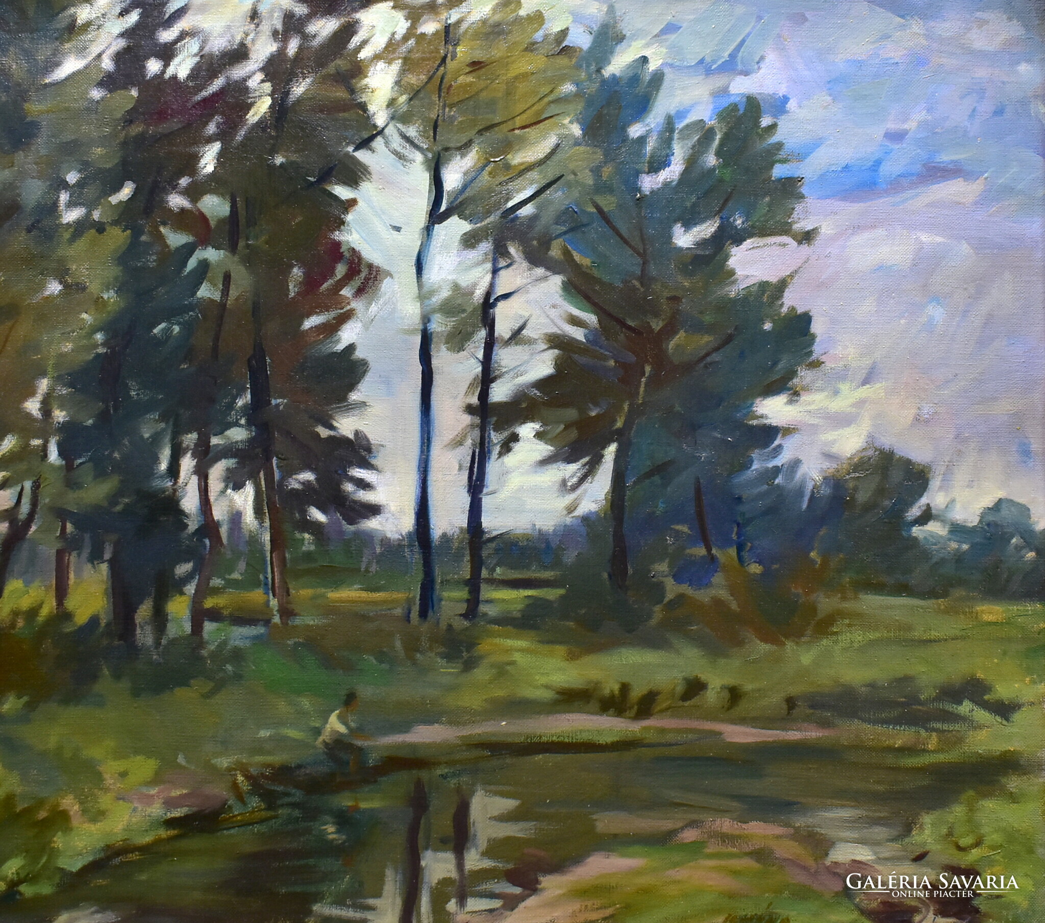 Igmándy Schranz Emil (1906-1987) ALFÖLDI TÁJ PATAKKAL - Festmény ...