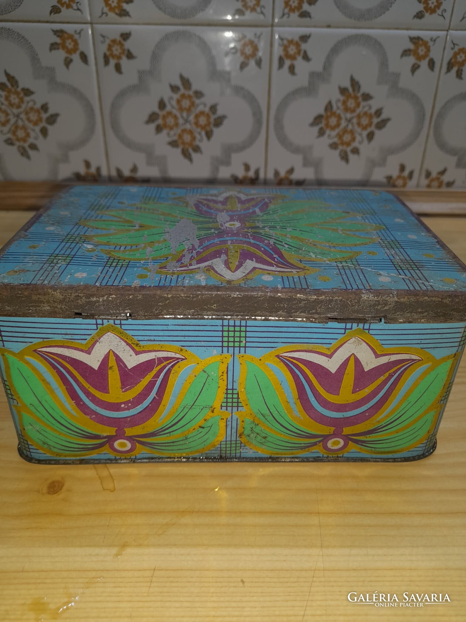 Nagyon régi lemez doboz. 17x12x8 cm - Otthon, háztartás kellékei ...