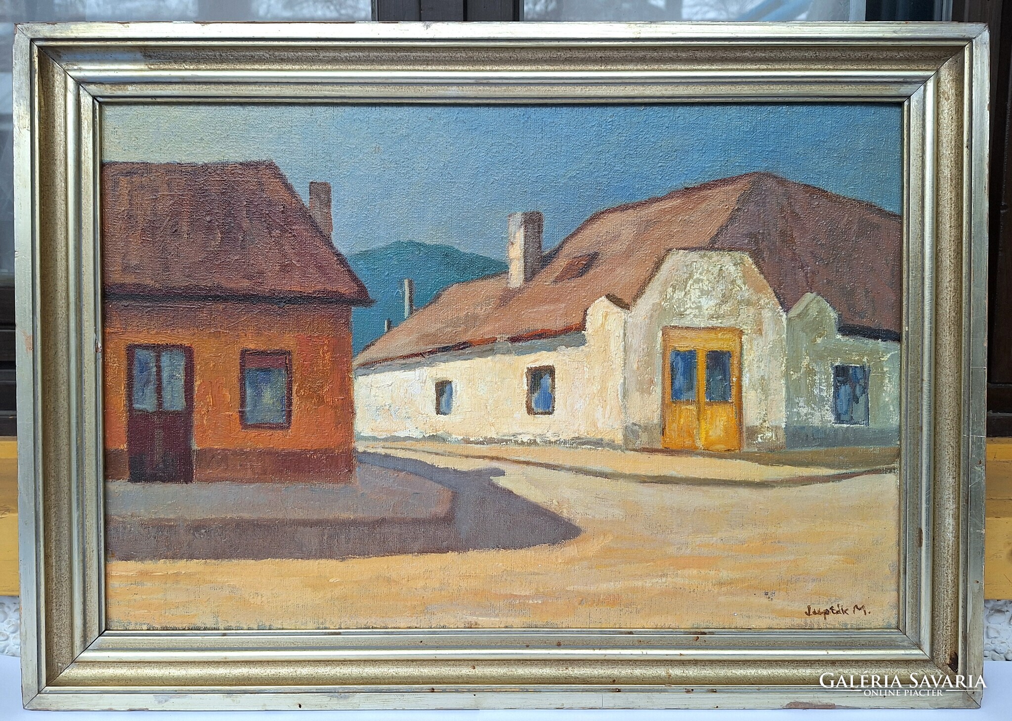 1 FT-RÓL! Napsütötte utca, Óbuda - olajfestmény keretben, ritkaság ...