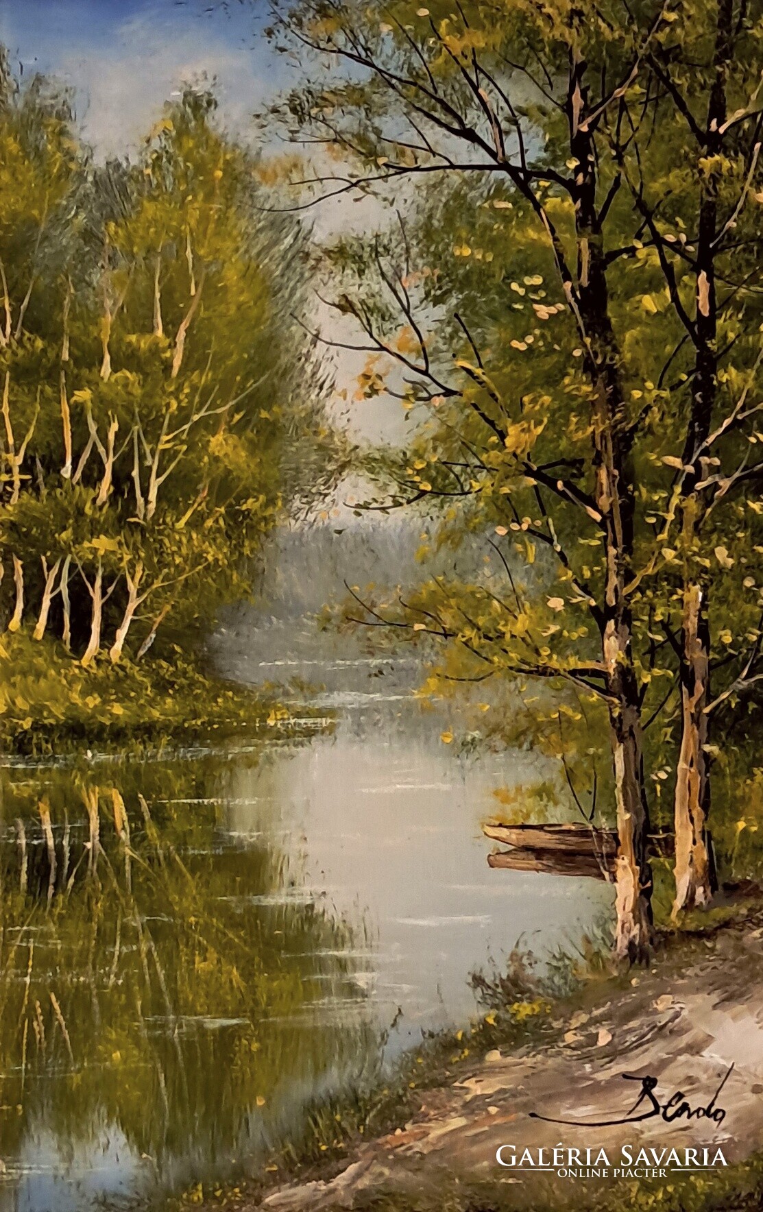 VÉGSŐ ÁR! JAN. 18-IG ÉL! Benda Zoltán "Vízparti csend" c. olajfestmény ...