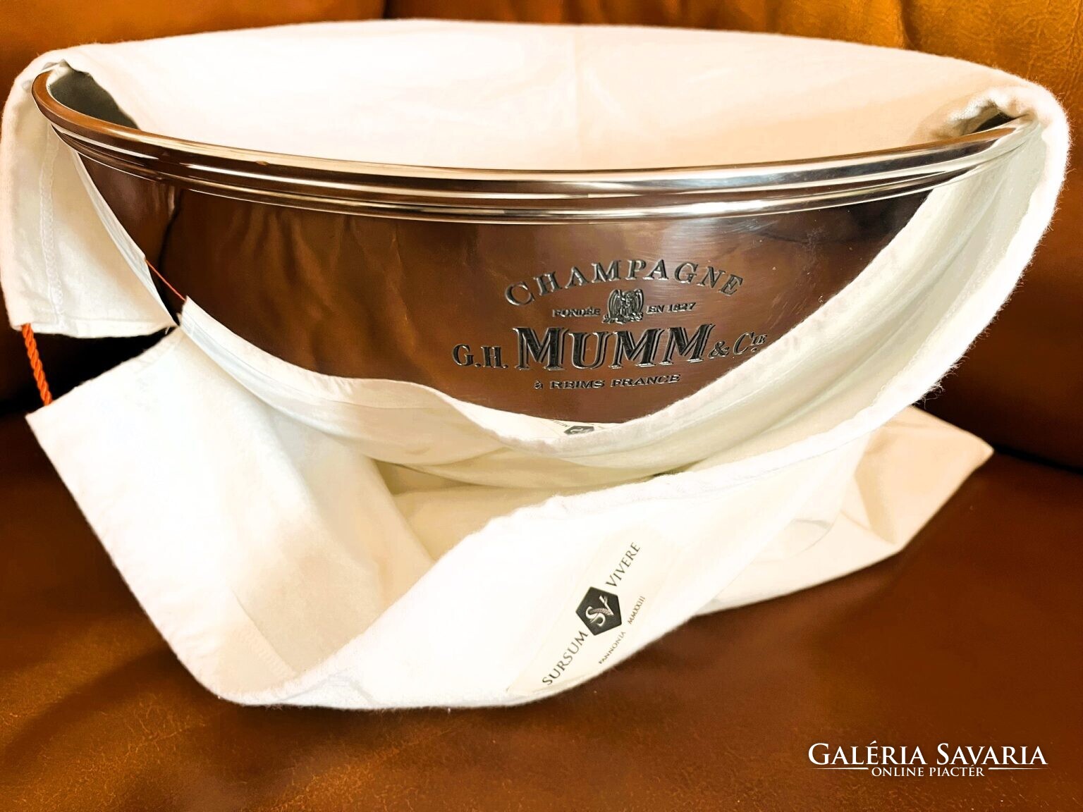 G.H. MUMM & Cie vintage ónból készült talapzatos pezsgőhűtő jégtál ...