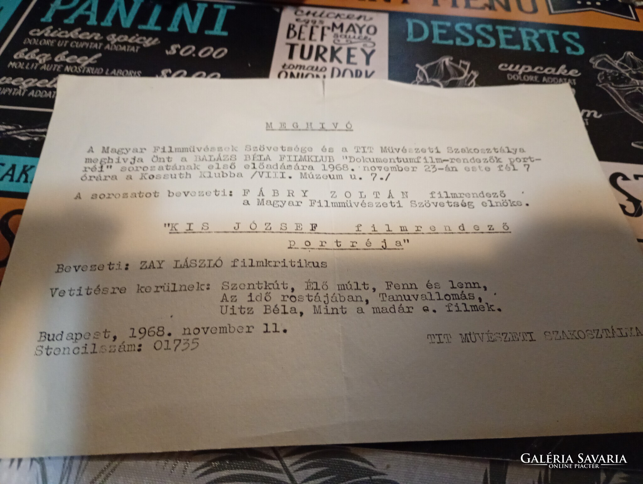 Kis József Filmrendező született 1917 hagyatéka Kossuth díjas iratok ...