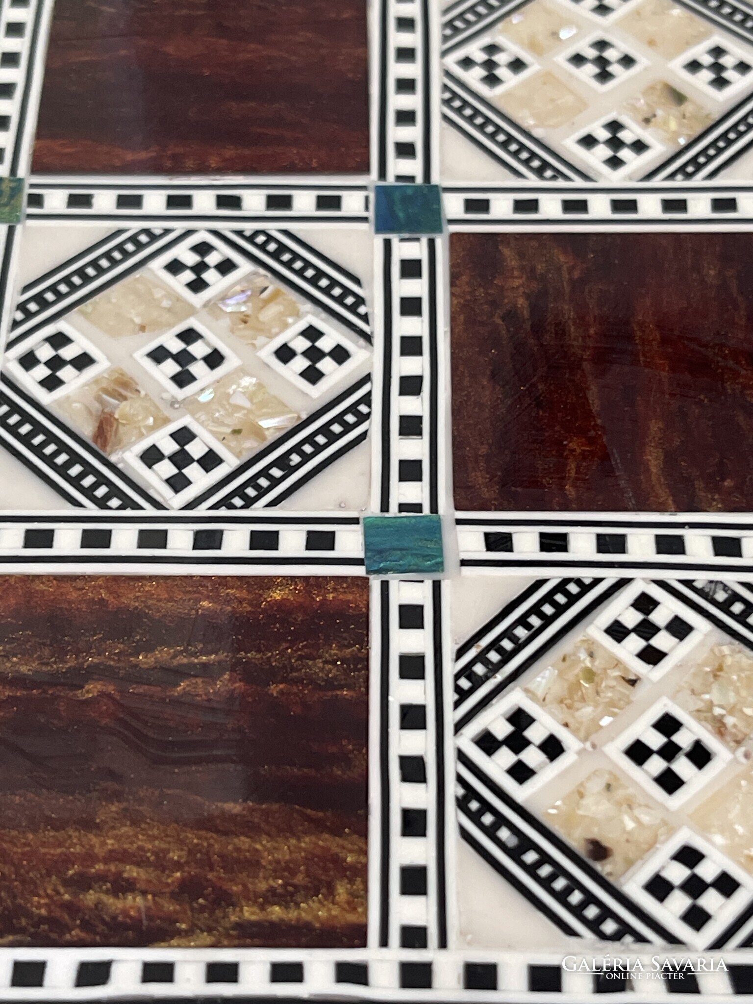 NAGY gyöngyház, kagyló csont intarziás fa sakk készlet faragott fa ...