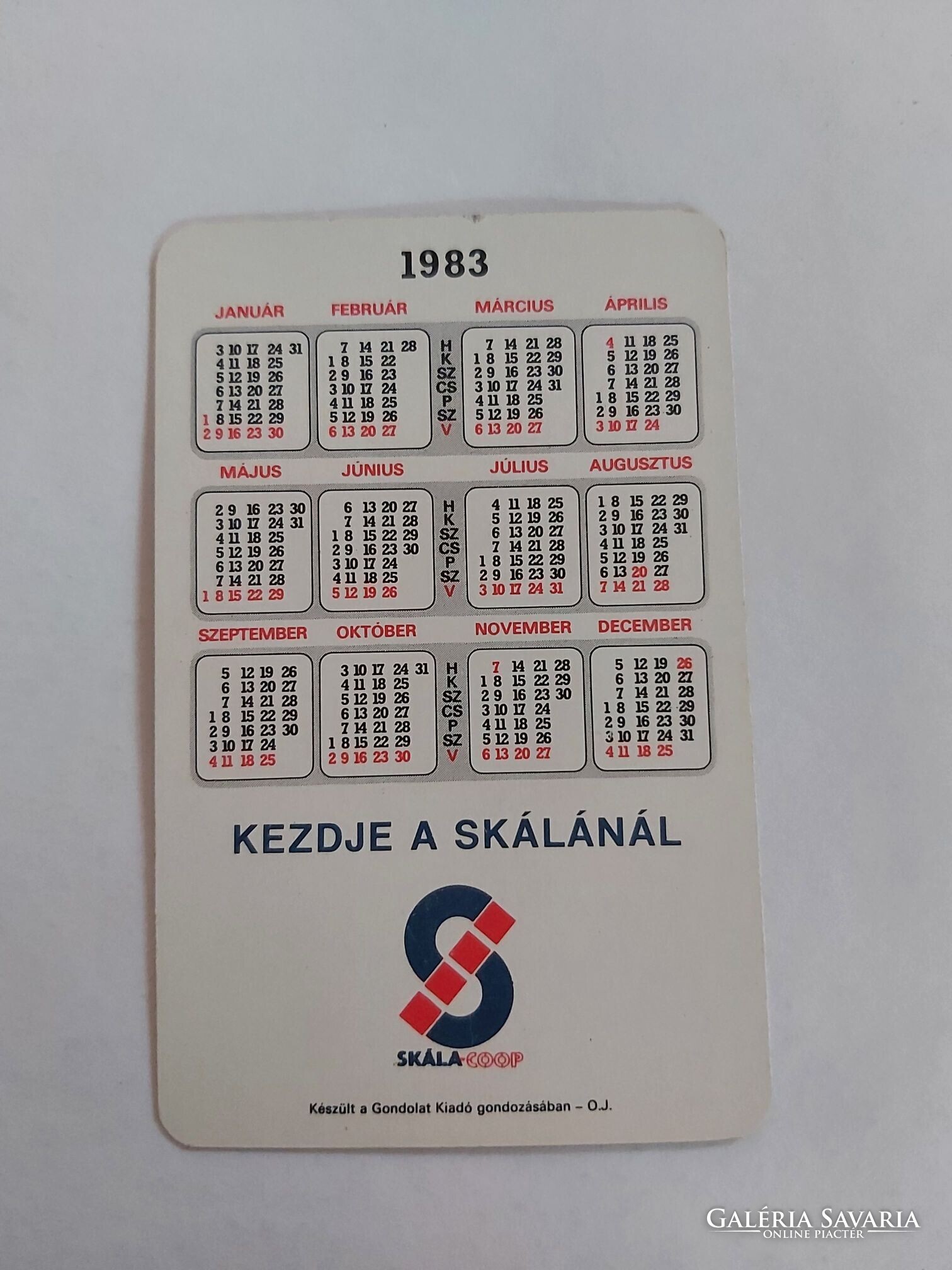 SKÁLA-COOP kártyanaptár 1983 - KEZDJE A SKÁLÁNÁL - Gyűjtemény | Galéria ...