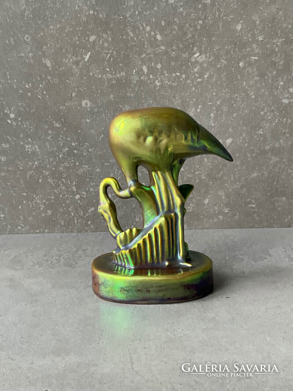 Zsolnay régi Sinkó, hibátlan kerámia flamingó eozin mázzal. - Kerámia ...