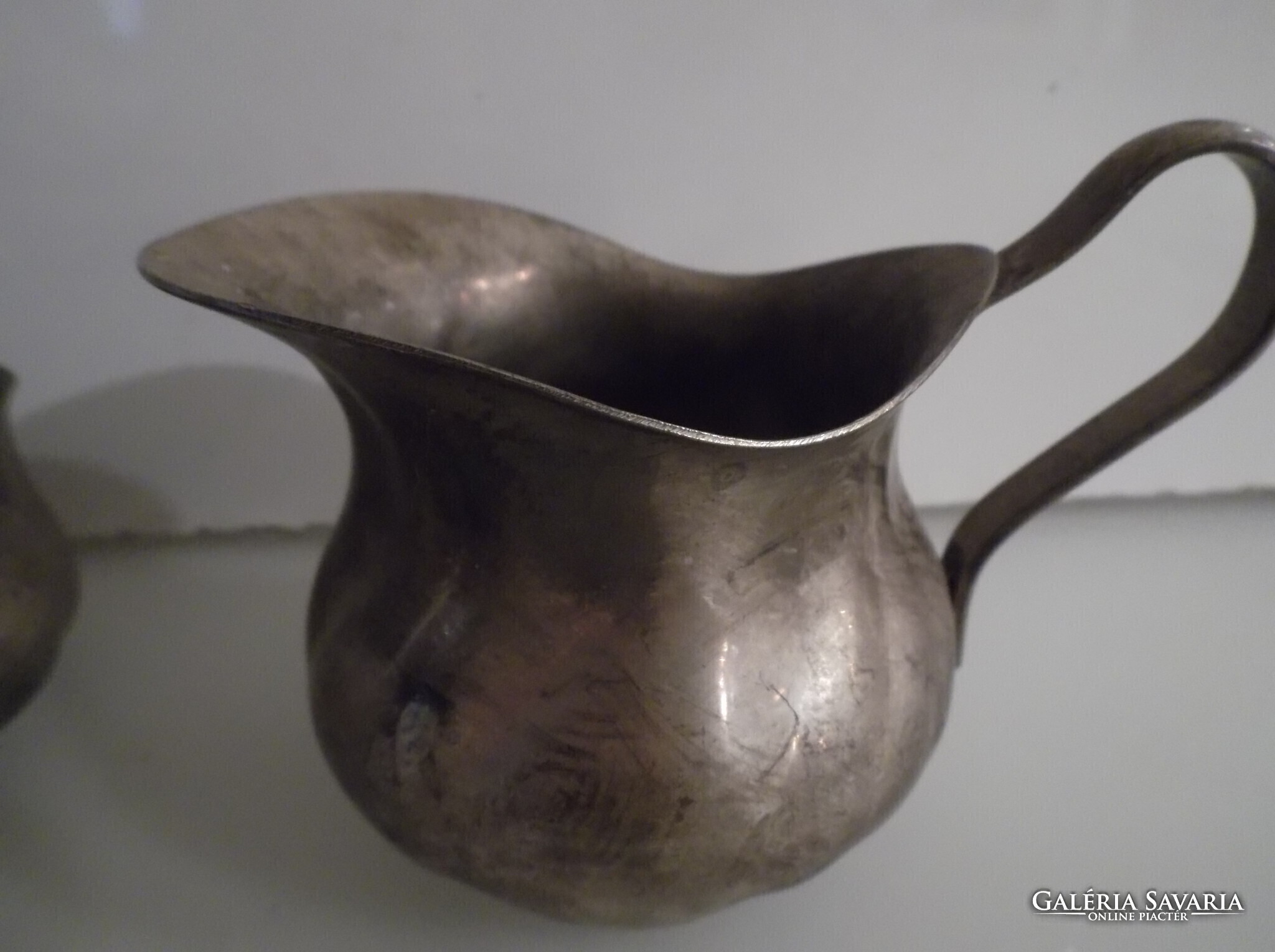 KIÖNTŐ + CUKORTARTÓ - EZÜSTÖZÖTT - 12 x 7 cm - 8 x 5 cm - Ezüst tárgy ...