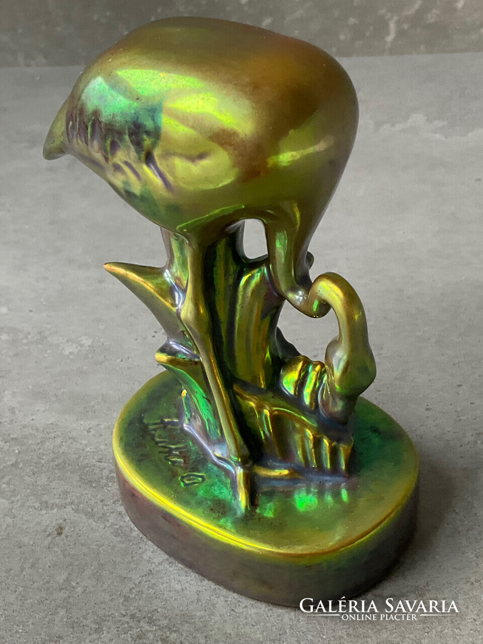 Zsolnay régi Sinkó, hibátlan kerámia flamingó eozin mázzal. - Kerámia ...