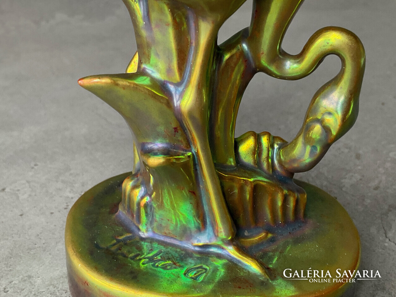 Zsolnay régi Sinkó, hibátlan kerámia flamingó eozin mázzal. - Kerámia ...