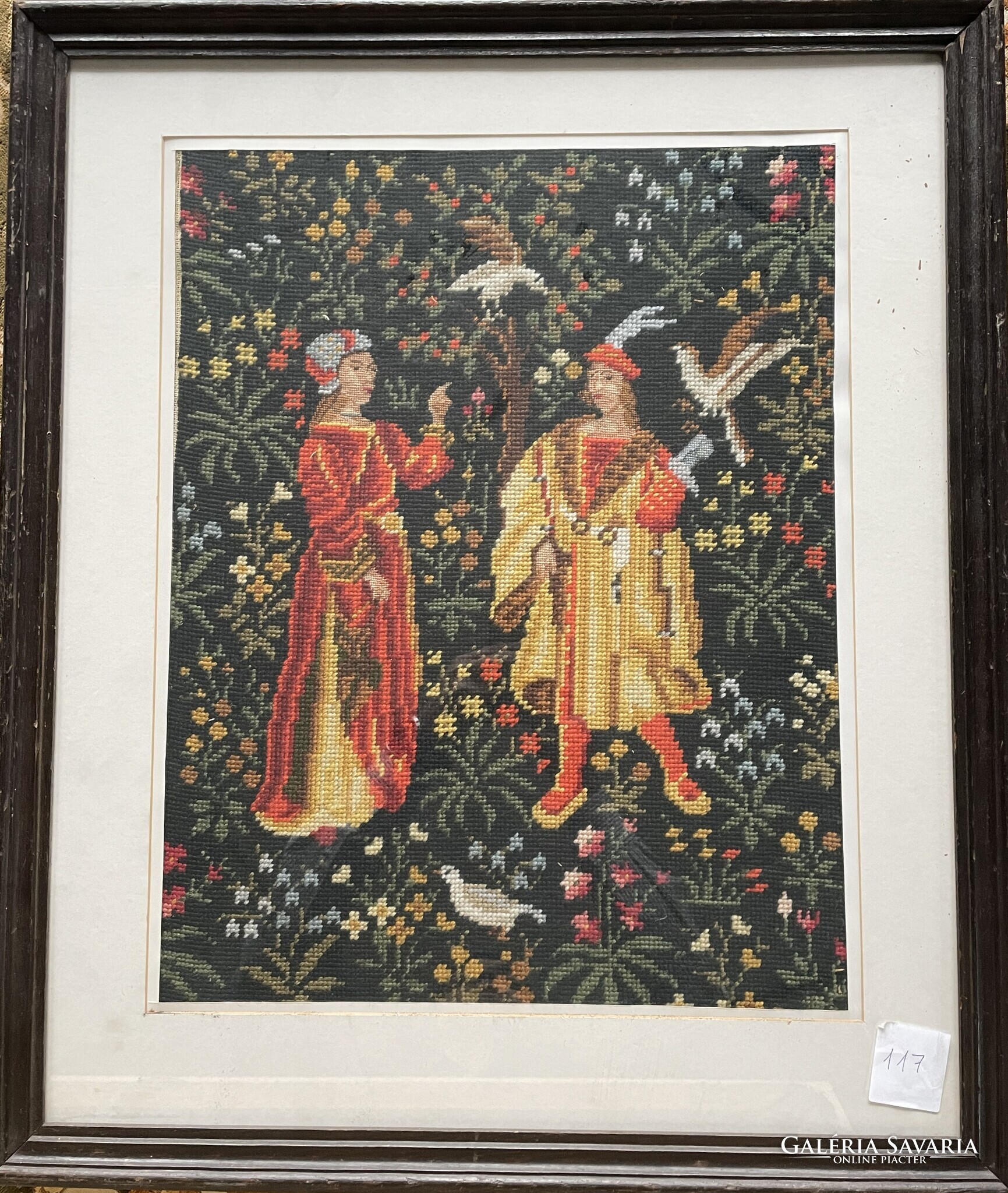 Gobelin reneszánsz jelenetes képpel 47x38cm - Kép, grafika | Galéria ...