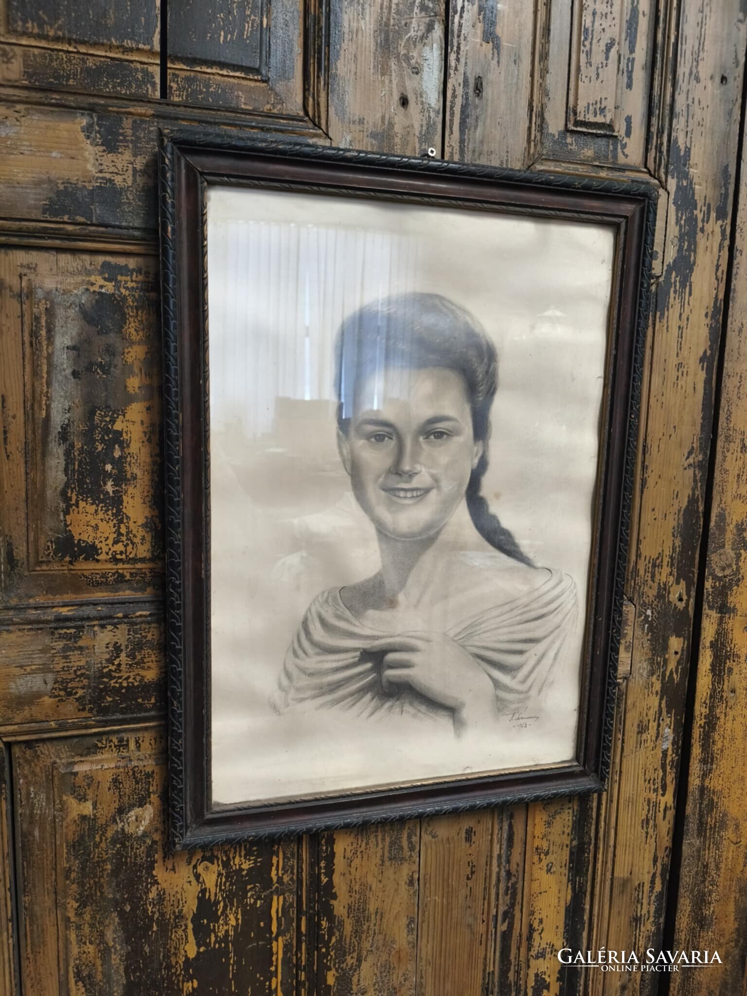 Női portré, jelzett ceruza rajz, 1952-ből - Kép, grafika | Galéria ...